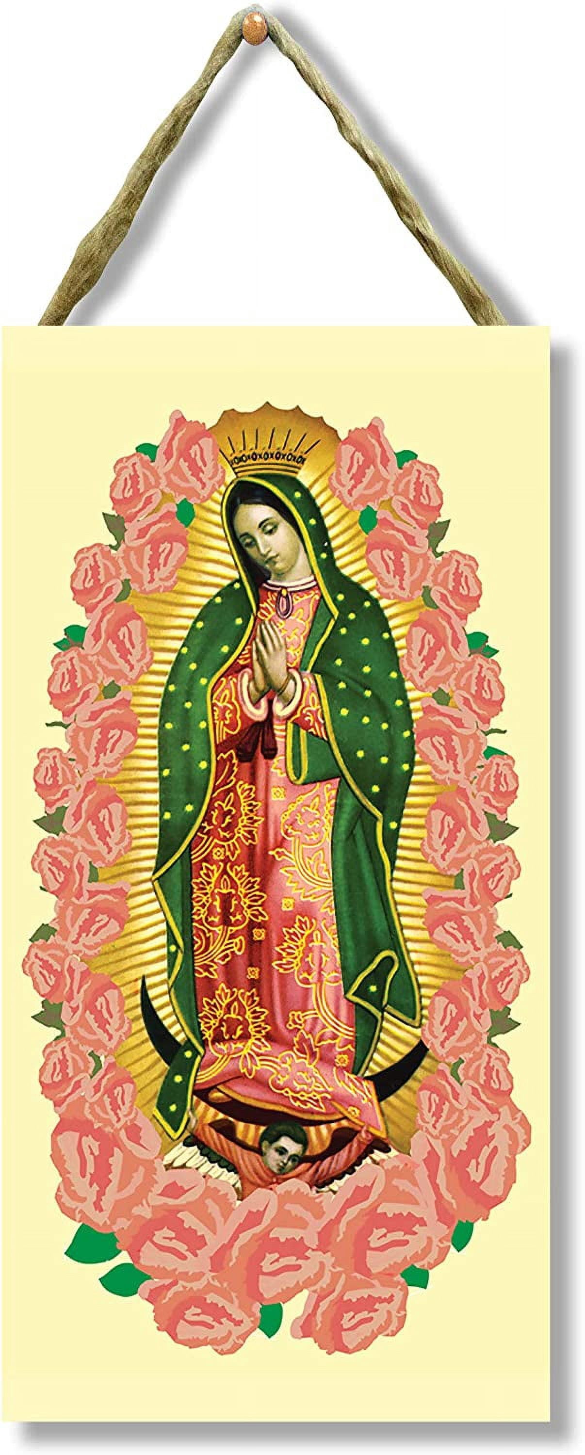 Virgen of Guadalupe Wood Sign with Rope Easy Hanging - Walmart.com