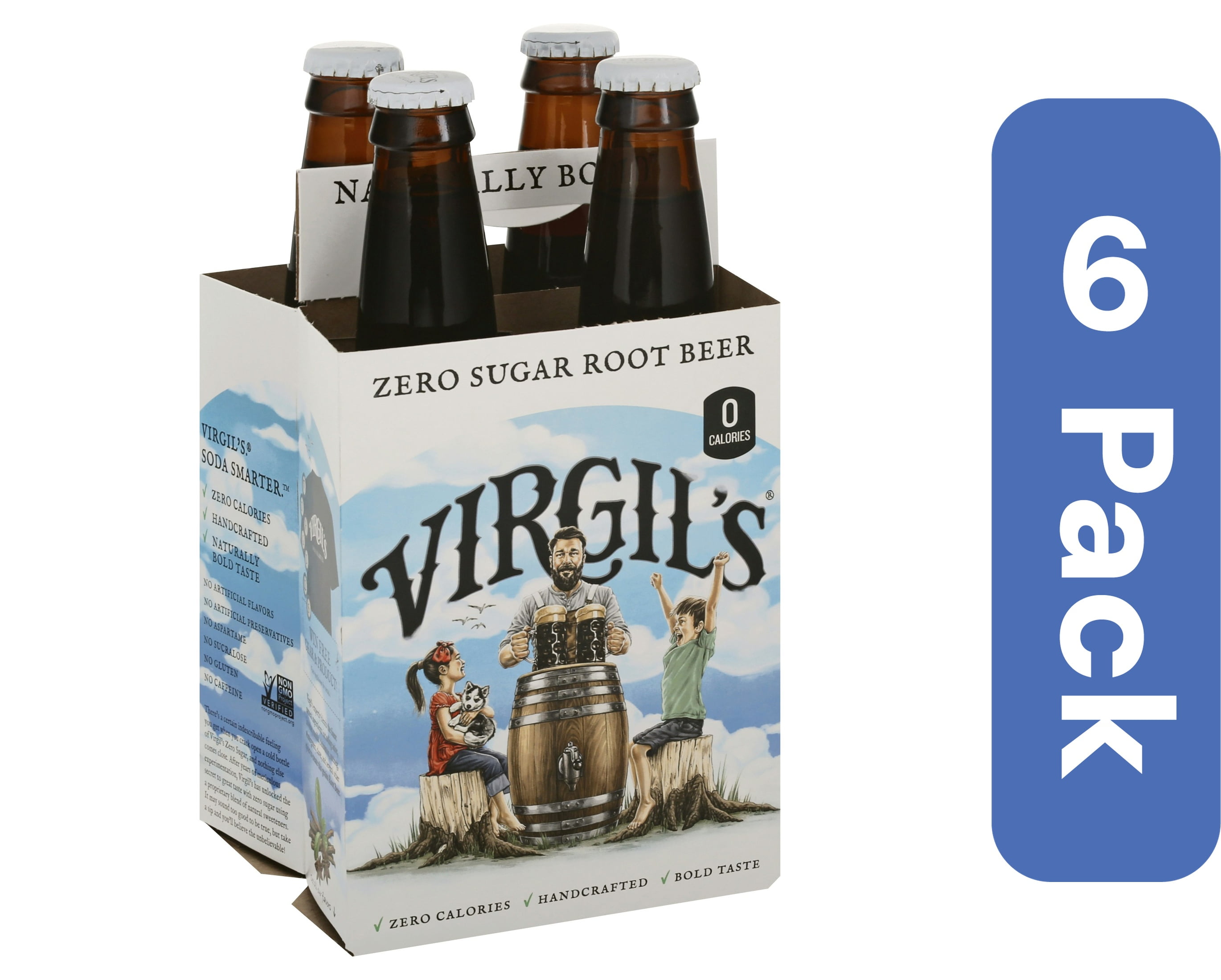Virgil's Zero Sugar Root Beer Soda 4-Pack 48 fl oz (Pack Of 6 ...