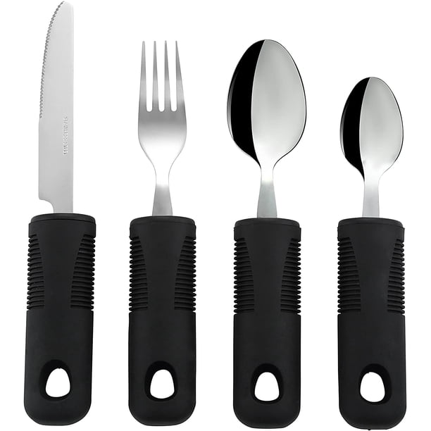 VirgilSon Extra Wide Handles Easy Grip Cutlery Set, Chunky Handles ...