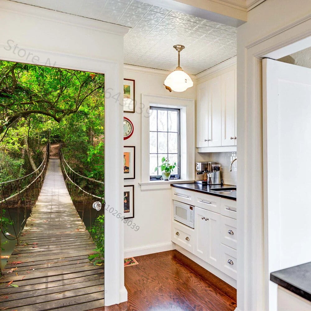 Virgin Forest Door Sticker Mural Adhesive Waterproof Natural Green ...