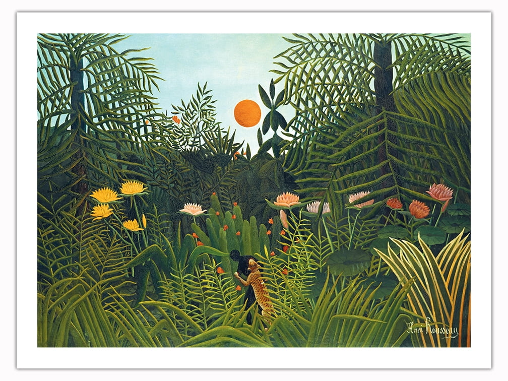 Virgin Forest with Sunset - From an Original Color Painting by Henri ...