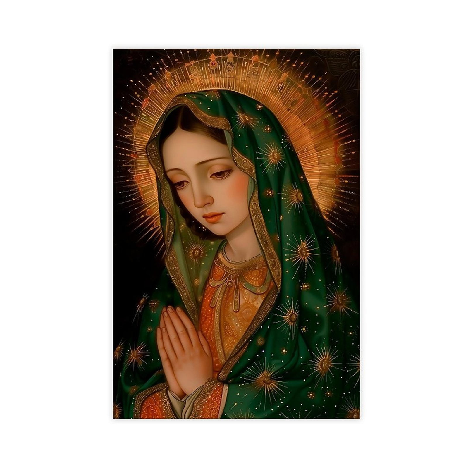 Virgin of Guadalupe Poster Painting, Vintage Religious Latin Wall Art ...