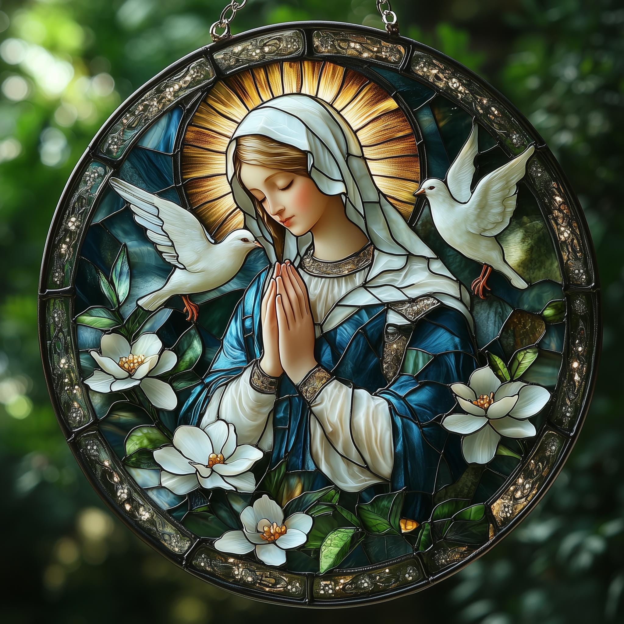 Virgin Maria Acrylic Window Hanging Virgin Mary Faux Stained Glass ...