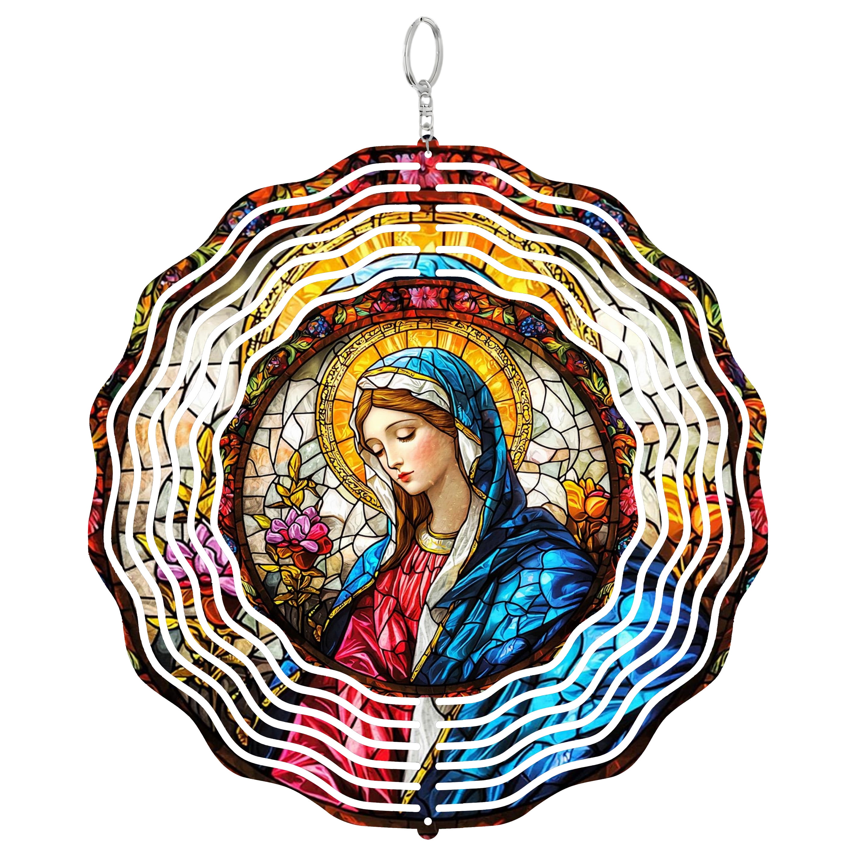Virgin Mary 3D Wind Spinner Kinetic Stainless Steel Christian Home ...