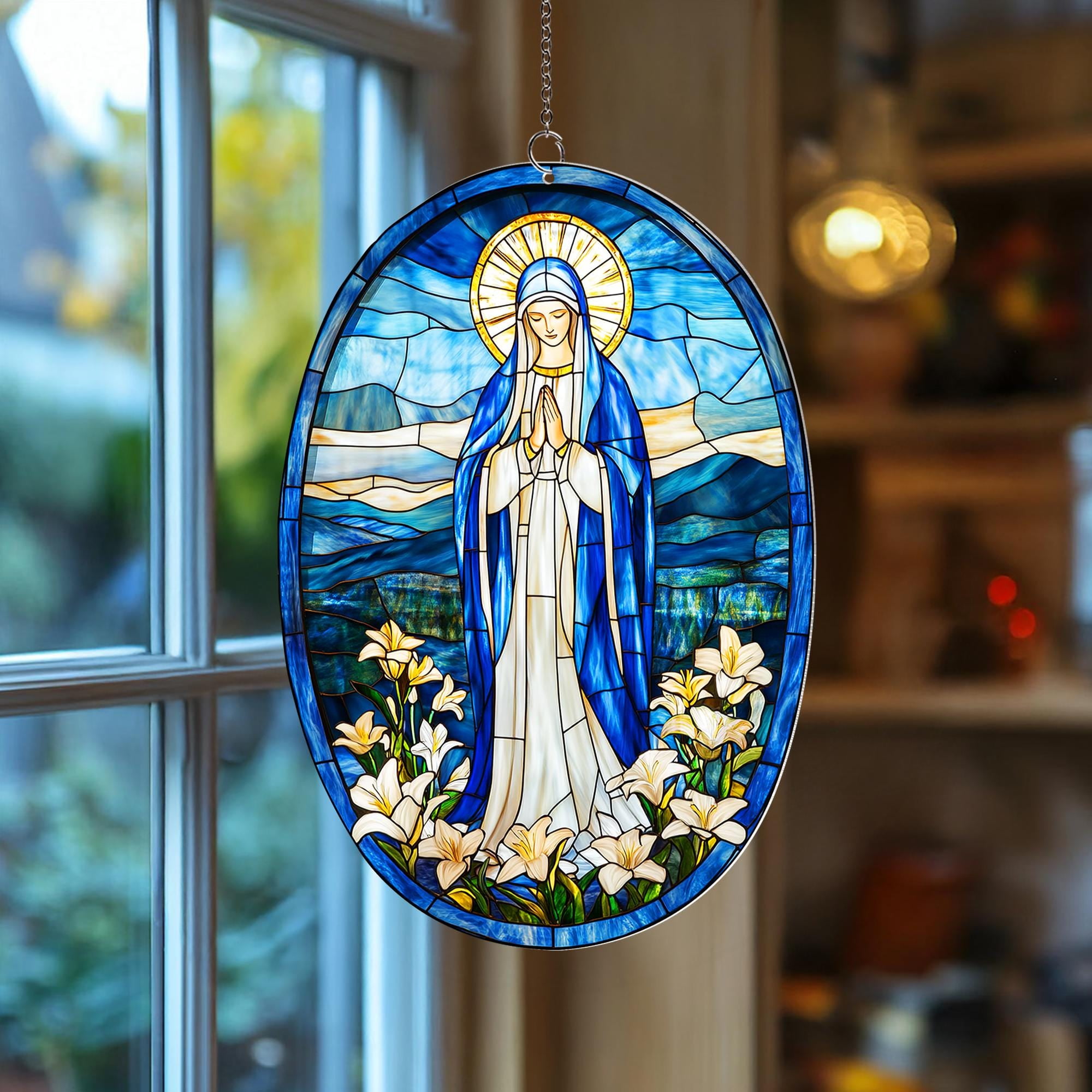 Virgin Mary Acrylic Suncatcher: Christian Window Decor - Walmart.com