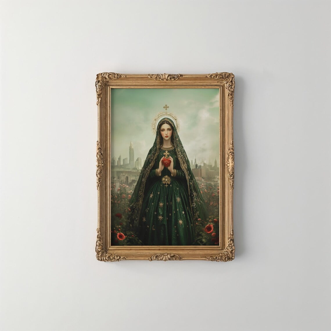 Virgin Mary Art Print: Sacred Heart Catholic Poster Digital Download ...