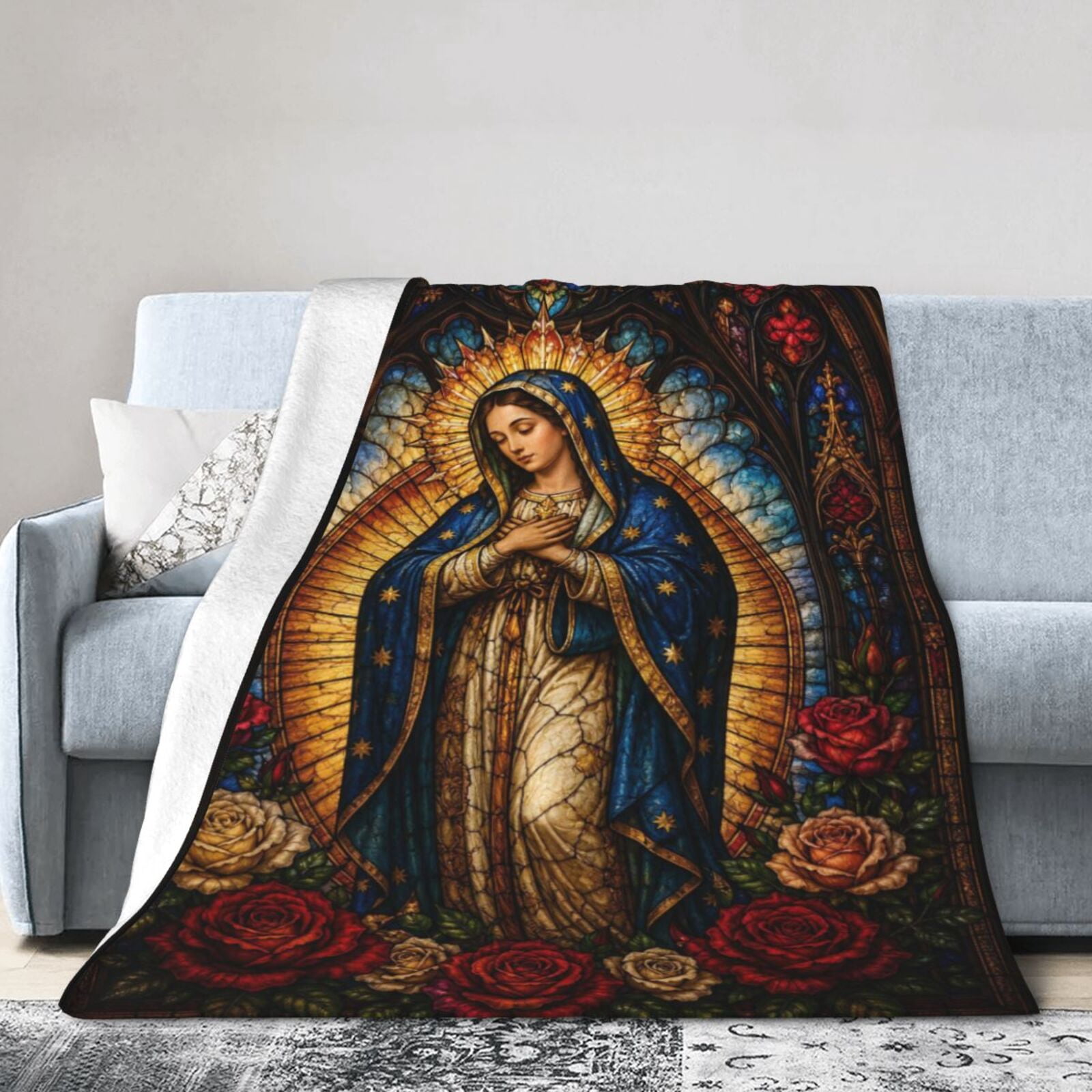 Virgin Mary Blanket Gift Throw Blanket Sacred Rose Faith Gift for ...