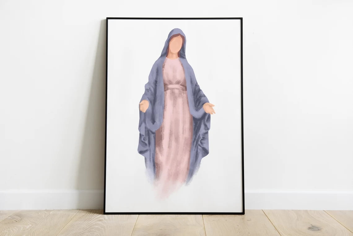 Virgin Mary Digital Art - Watercolor Christ Wall Decor - Religious Art ...