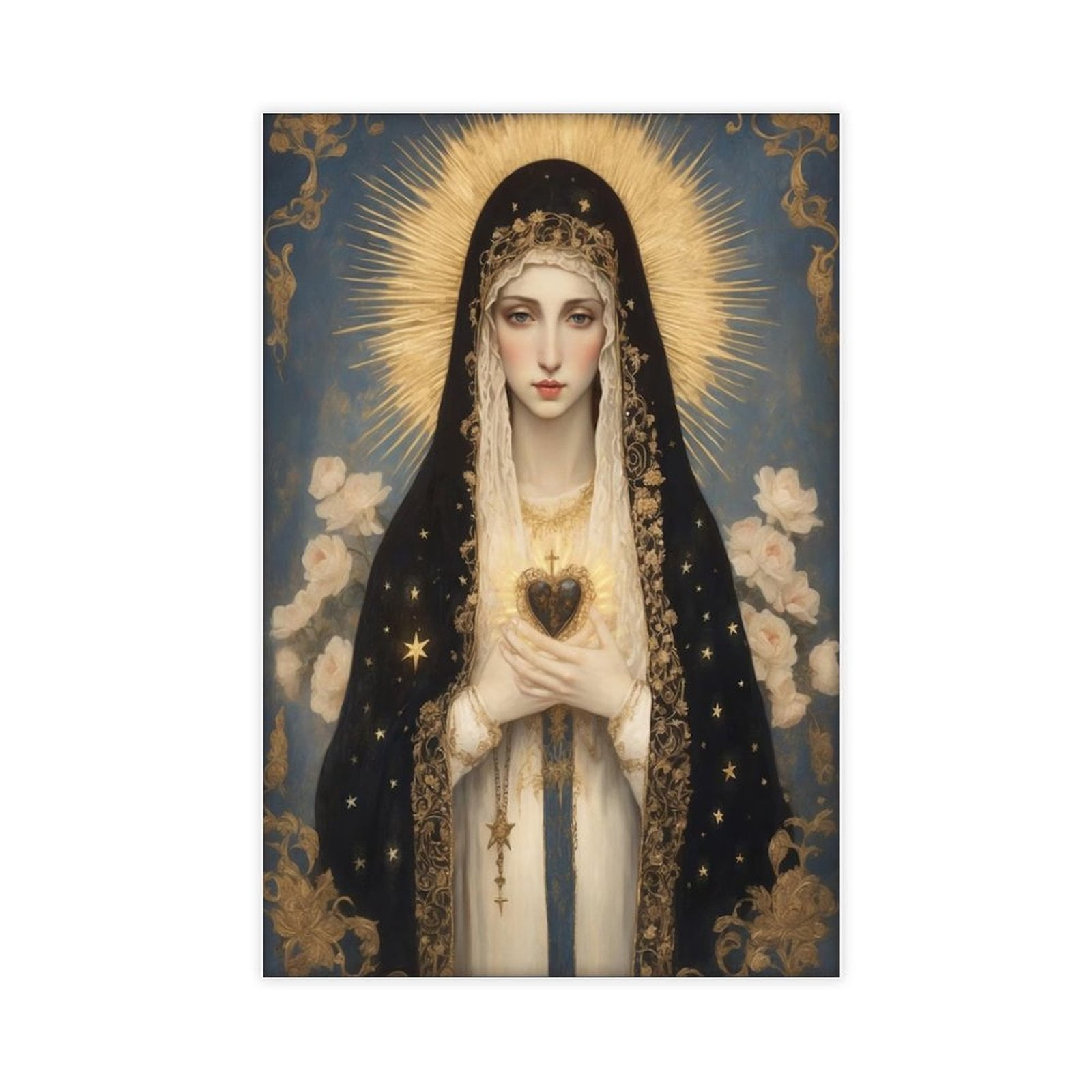 Virgin Mary Giclee Print, Art Nouveau Catholic Icon Religious Wall Art ...