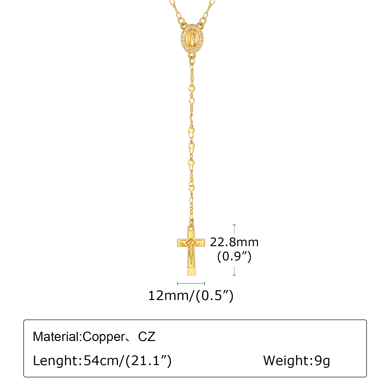 Virgin Mary Heart Rosary Necklaces for Women Men, Gold Plated Cross ...