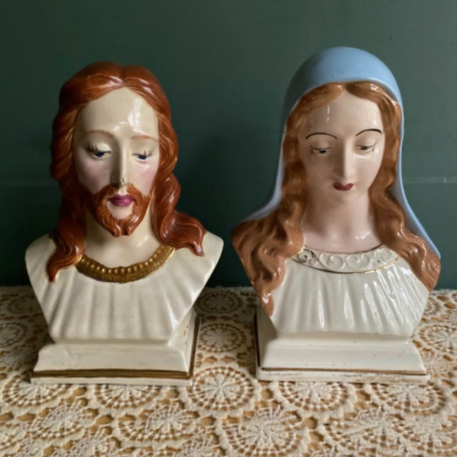 Virgin Mary Jesus Figurine - Resin Vintage Religious Sculpture Home ...