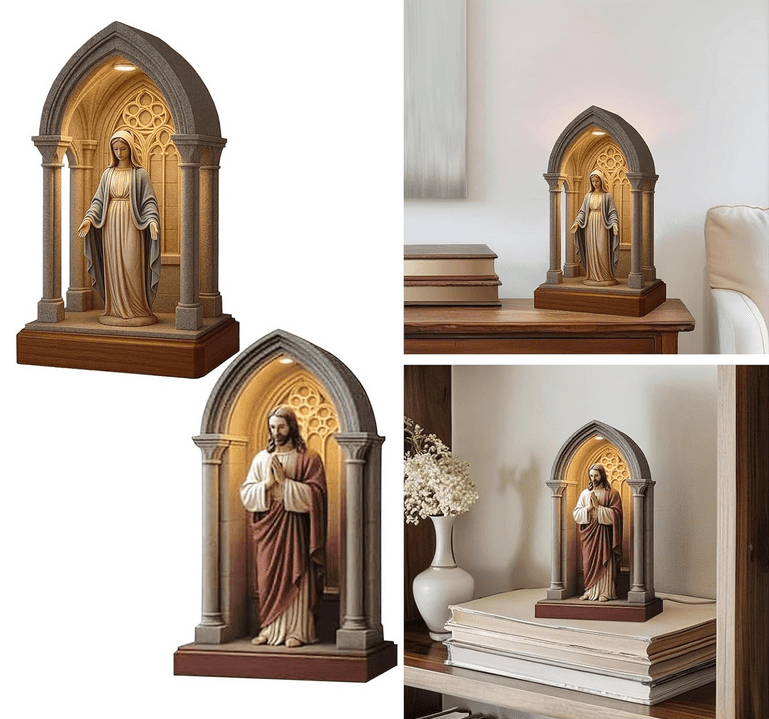 Virgin Mary Led Devotional Table Lamp, Elegant Handmade Virgin Mary ...