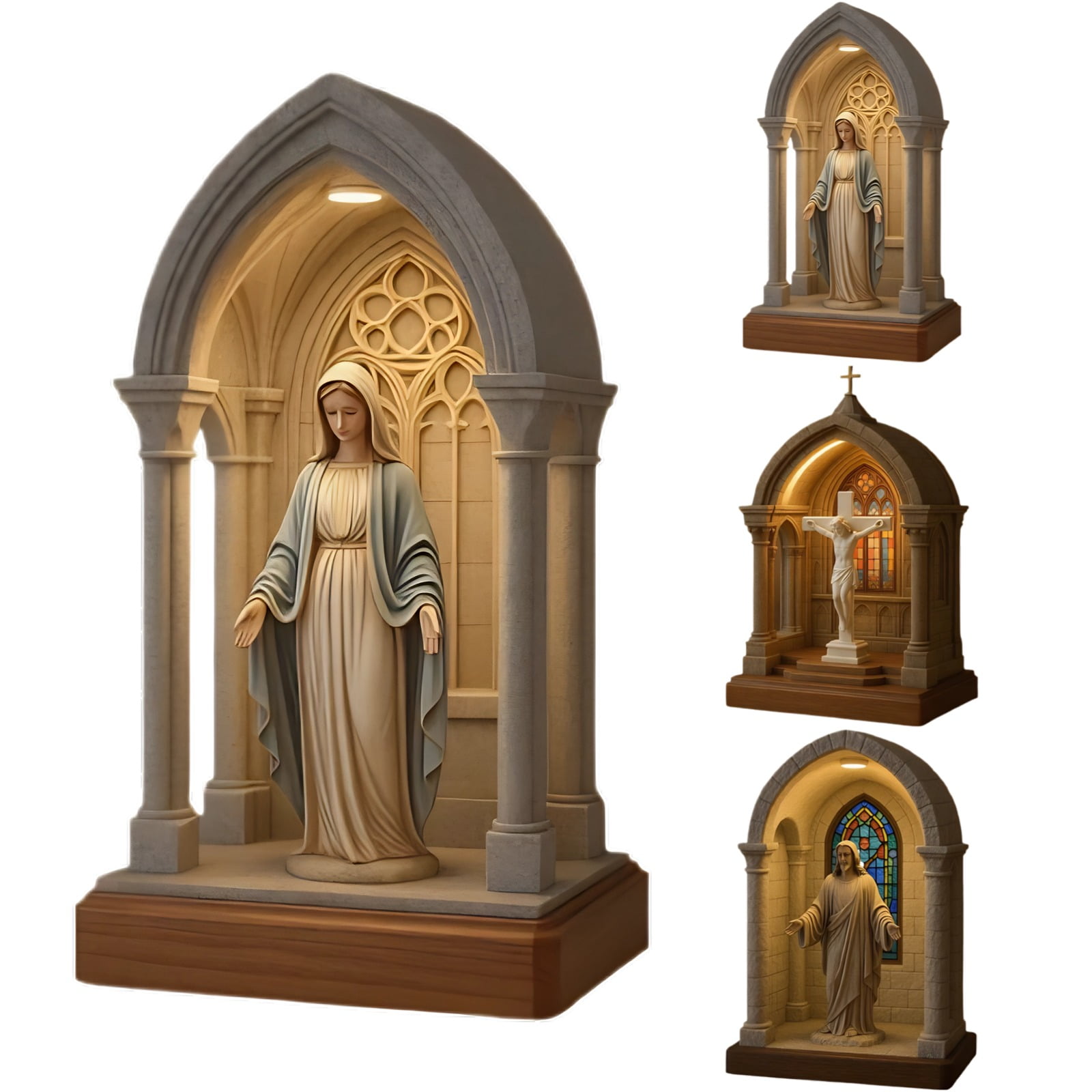 Virgin Mary Led Devotional Table Lamp - Virgin Maria Priest Cross ...