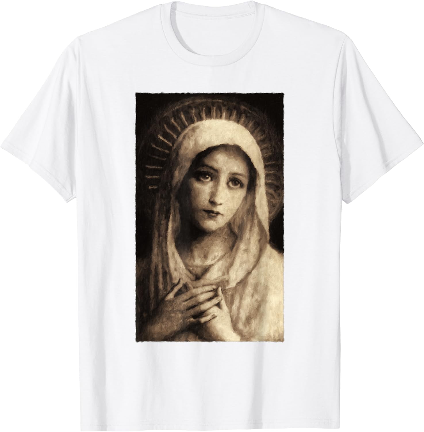 Virgin Mary Maria Catholic Painting T-Shirt - Walmart.com
