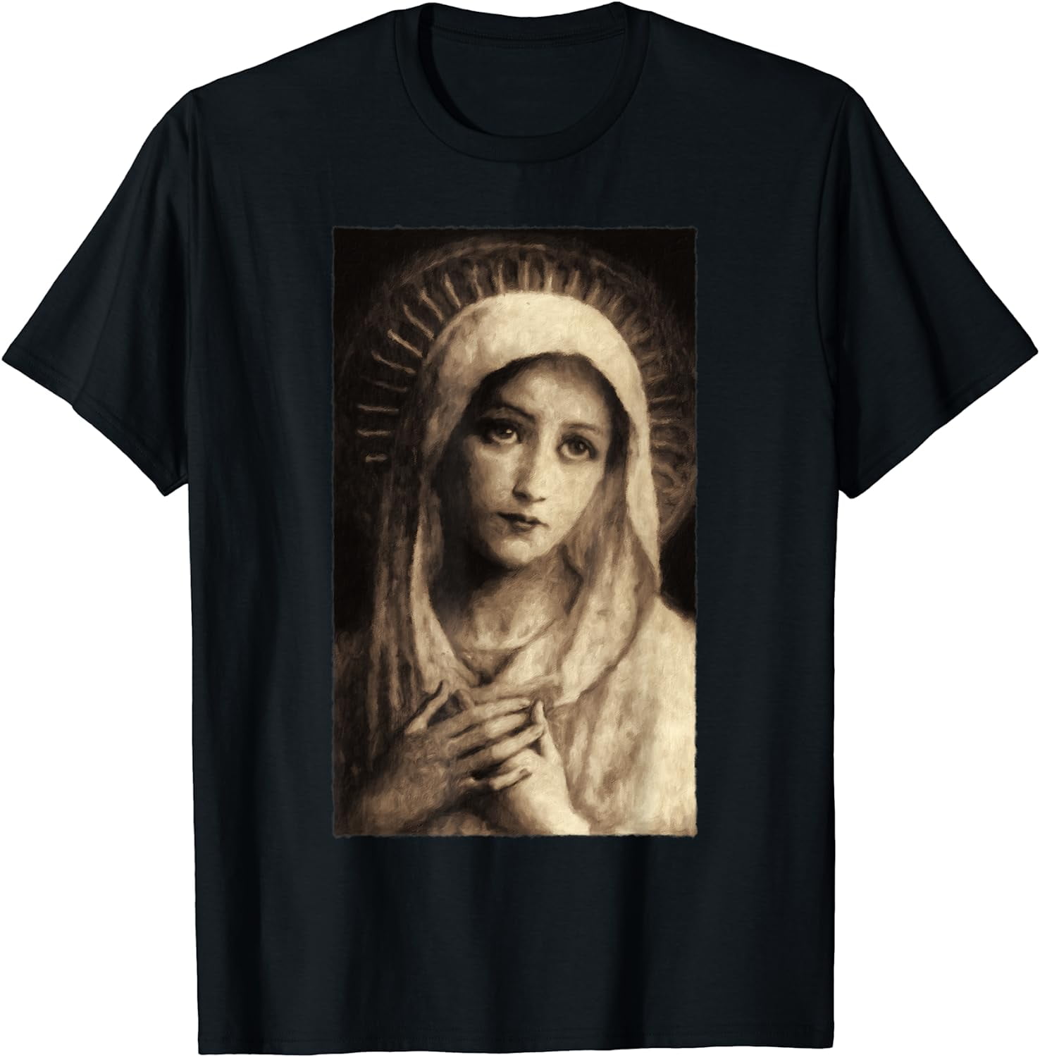 Virgin Mary Maria Catholic Painting T-Shirt - Walmart.com