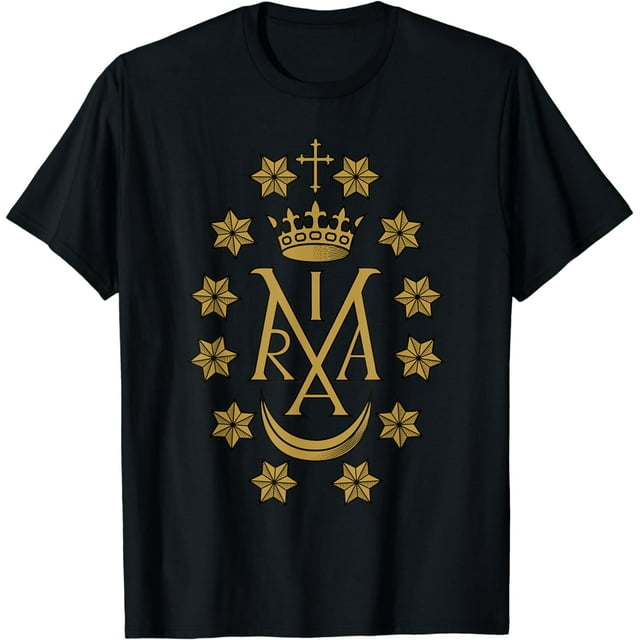 Virgin Mary Maria Insignia Miraculous Medal Catholic T-Shirt - Walmart.com