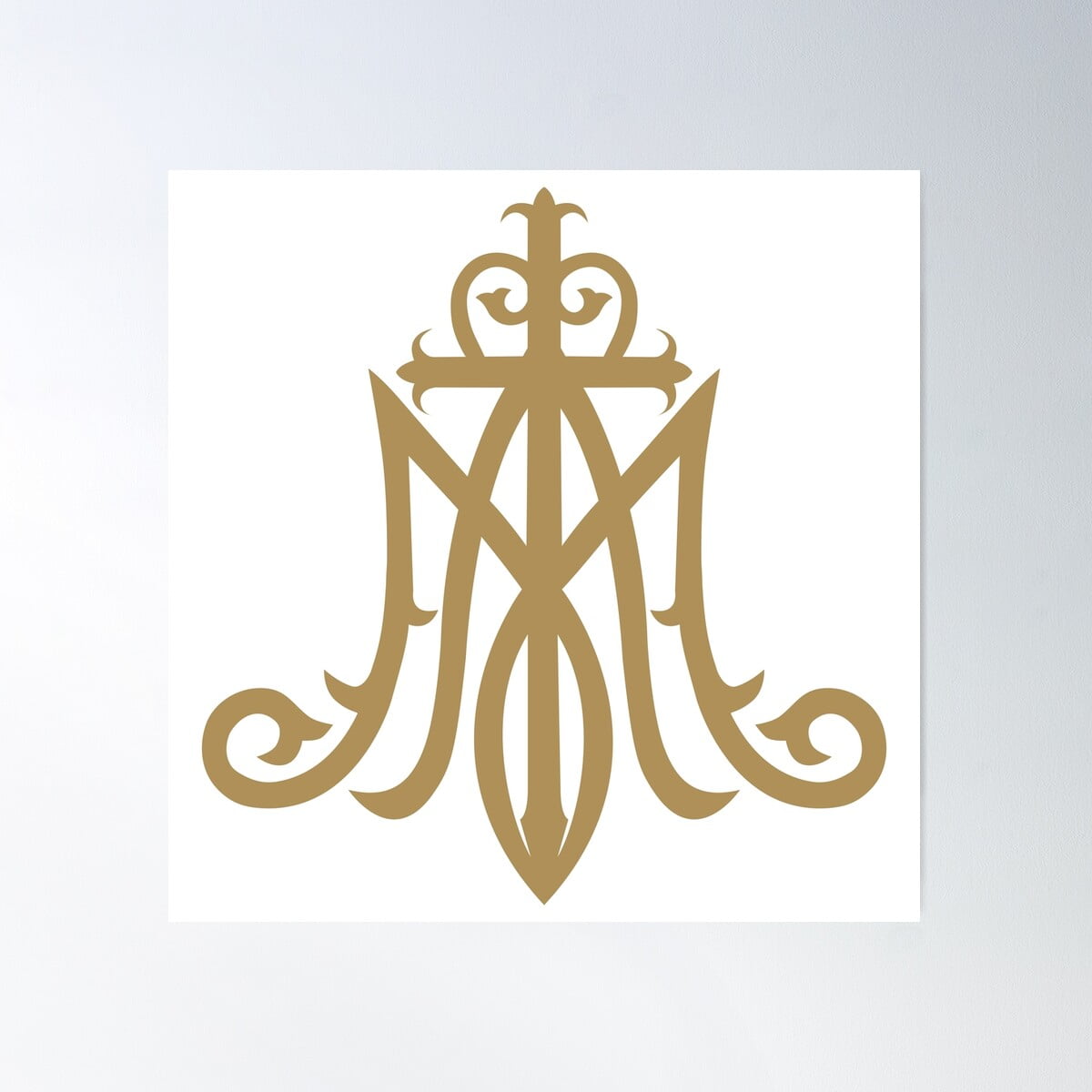 Virgin Mary Monogram Ave Maria Poster Wall Art, Modern Wall Decor For ...