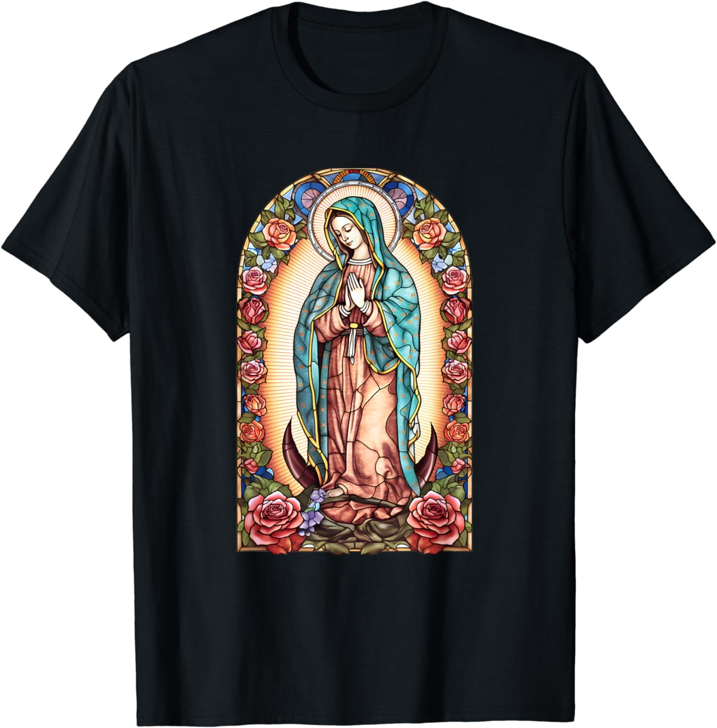 Virgin Mary Of Guadalupe Religious Graphic Women Catholic T-Shirt ...
