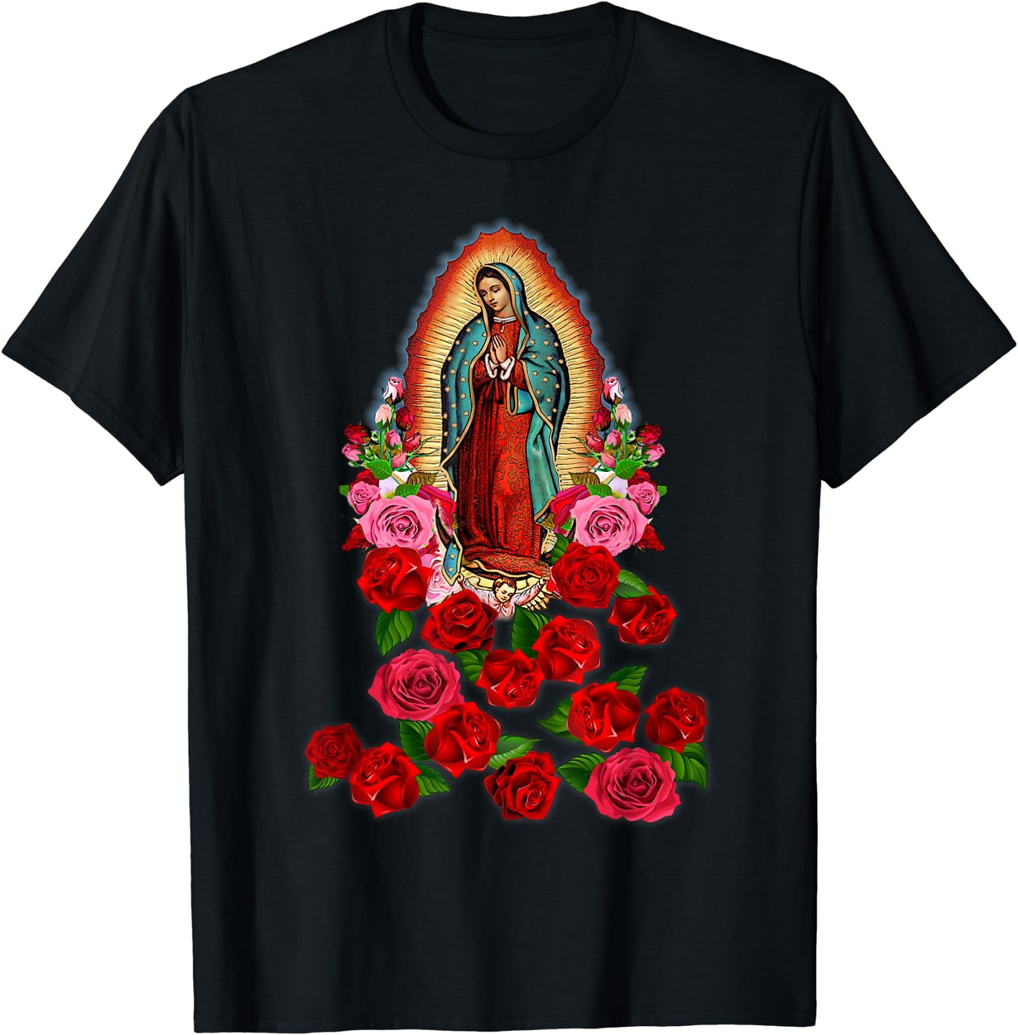 Virgin Mary Our Lady of Guadalupe Catholic Saint T-Shirt Black Large ...