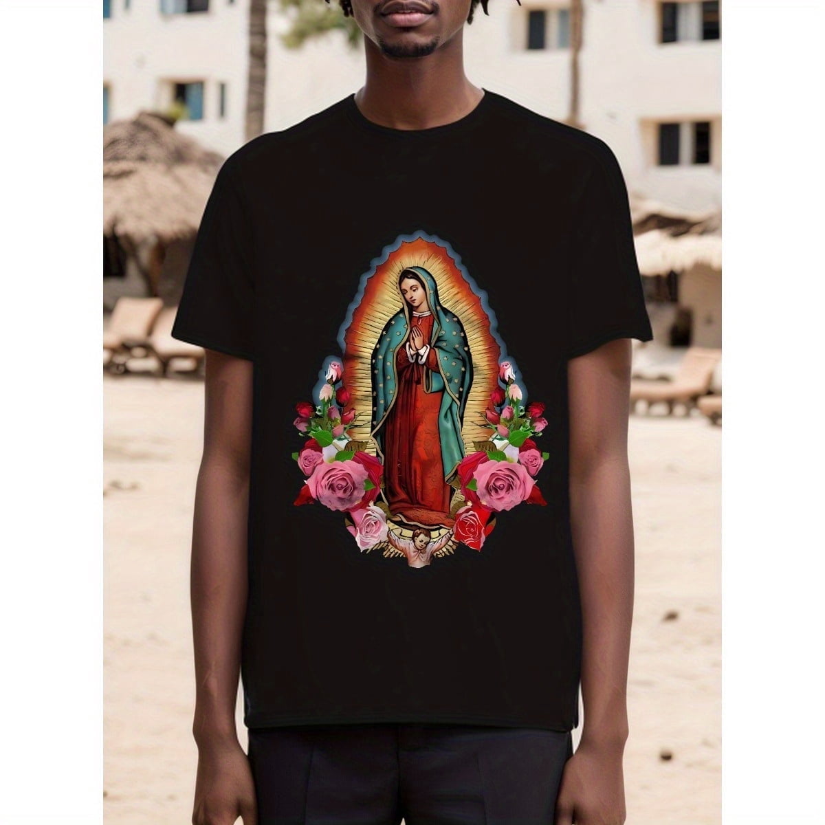 Virgin Mary Our Lady of Guadalupe T-shirt, Black, Heather Gray ...