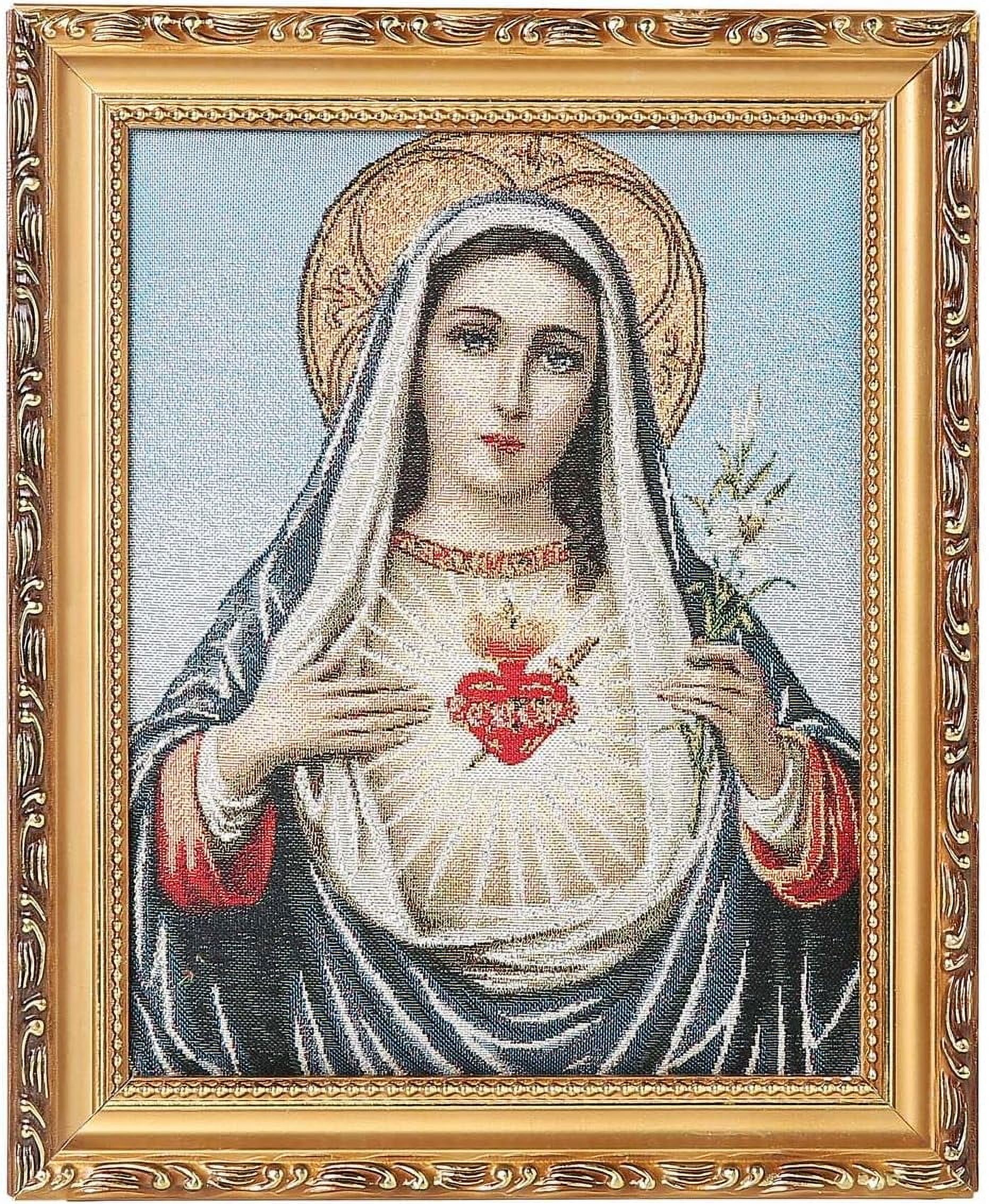 Virgin Mary Painting Retro Handmade Weave Sacred Heart of Mary ...