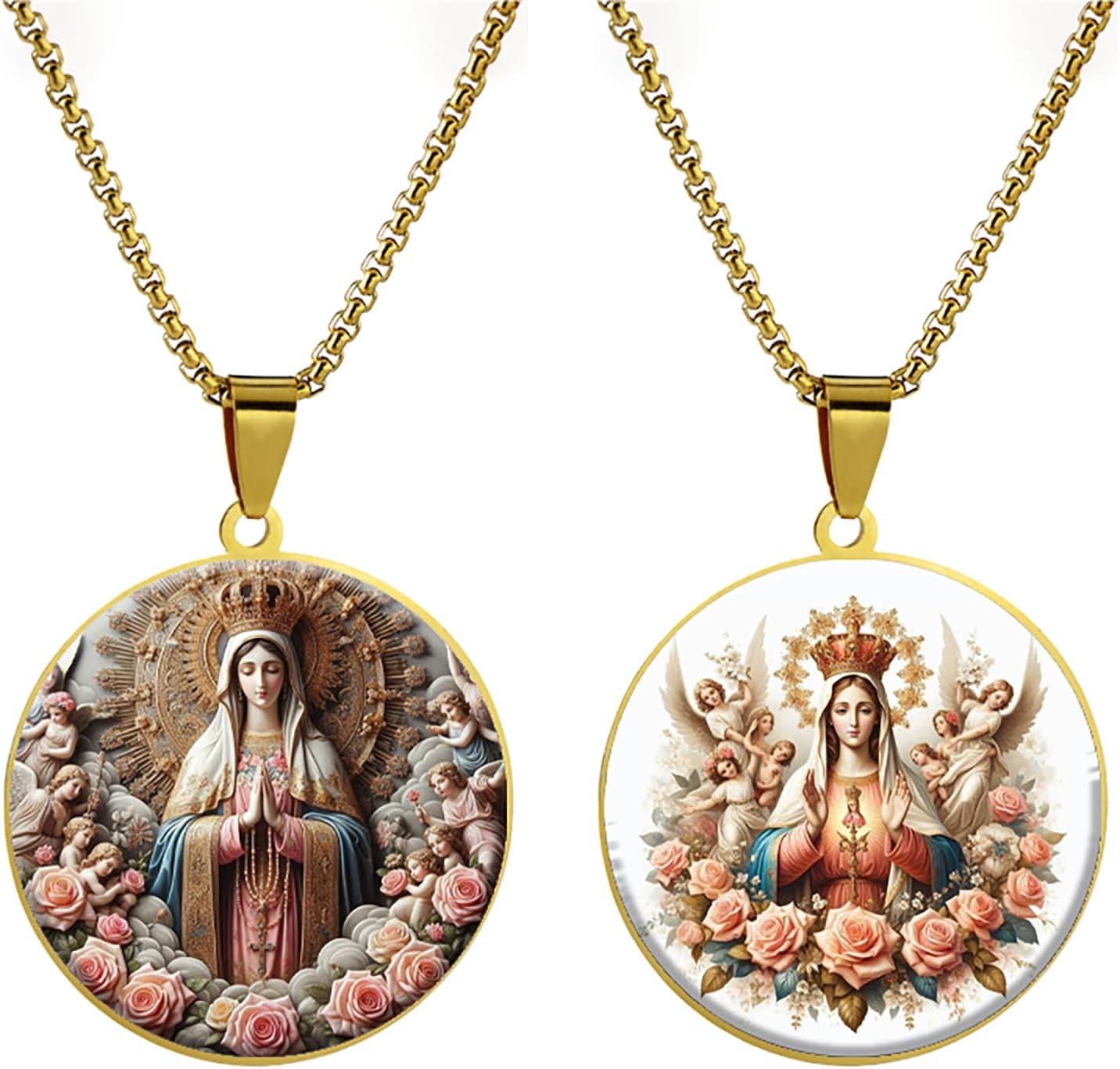 Virgin Mary Pendant Stainless Steel Sacred Heart of Jesus Pendant Our ...