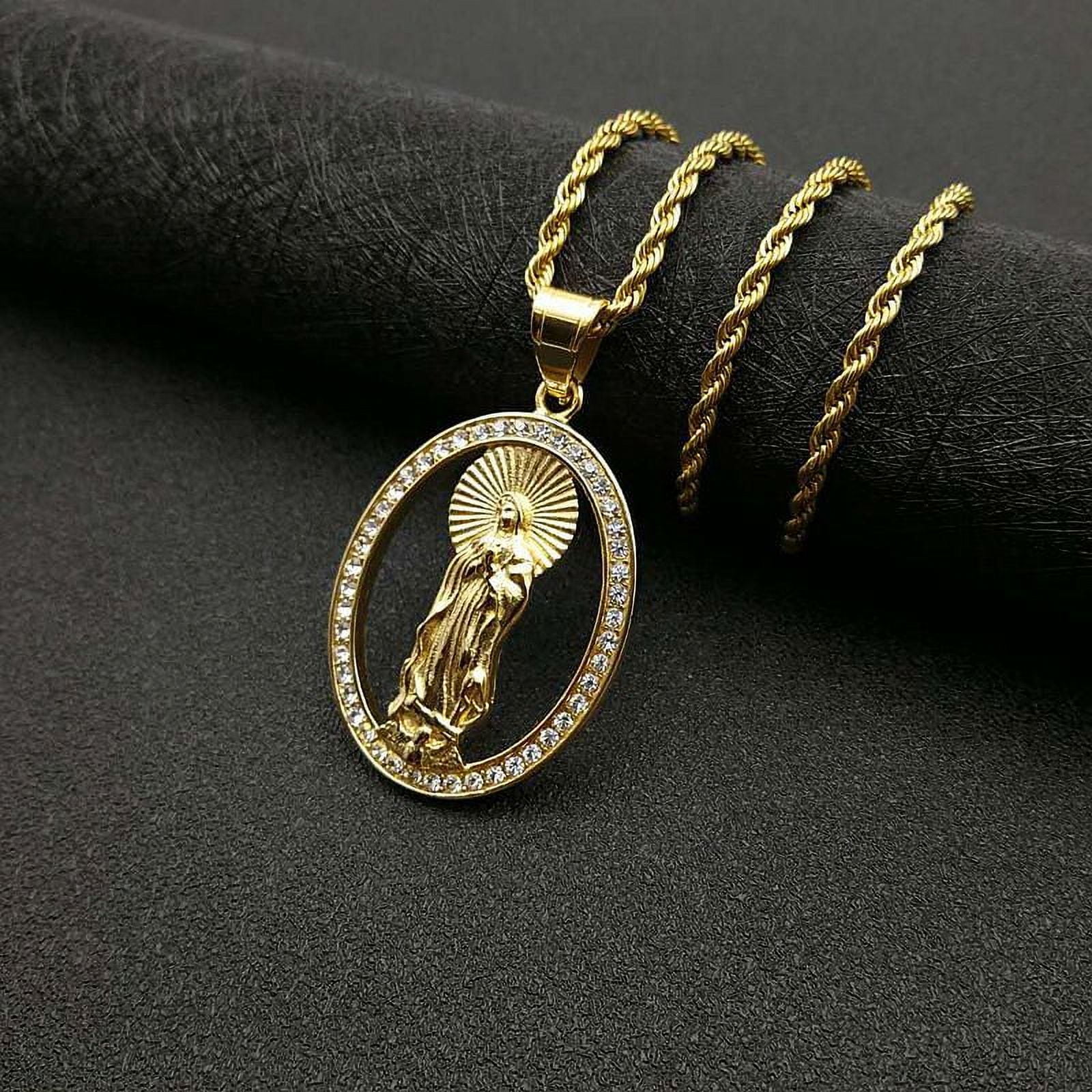 Virgin Mary Prayer 14K Yellow Gold Pendant Necklaces with rhinestone Women/Men Jewelry - Walmart.com