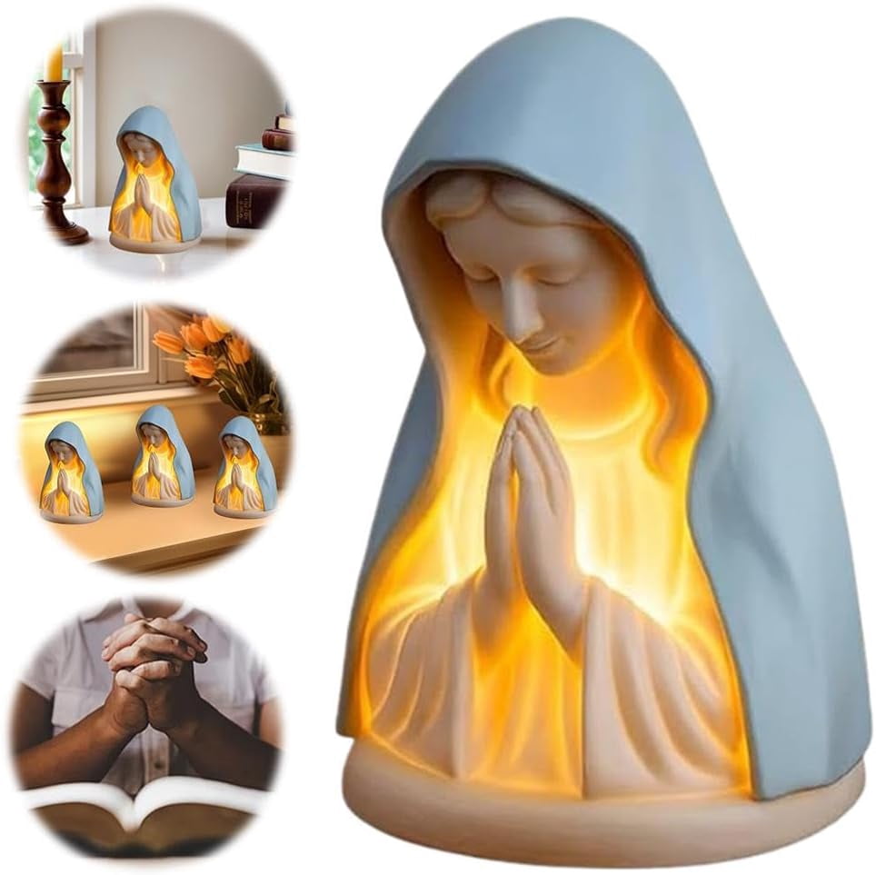 Virgin Mary Prayer Night Light, 2026 New Elegant Religious Statue Lamp ...