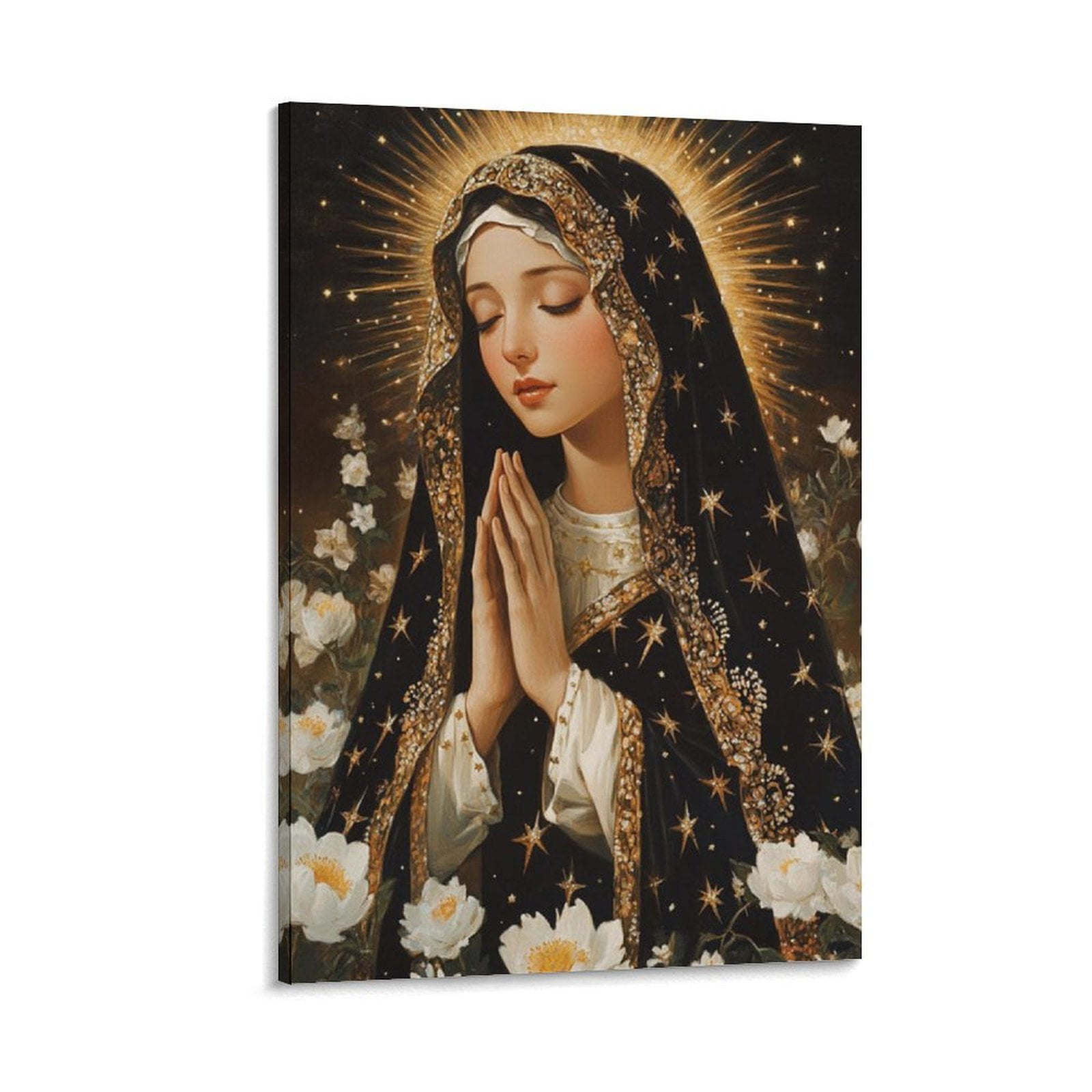 Virgin Mary Praying Oil Painting Print, Elegant Religious Mural Virgin ...