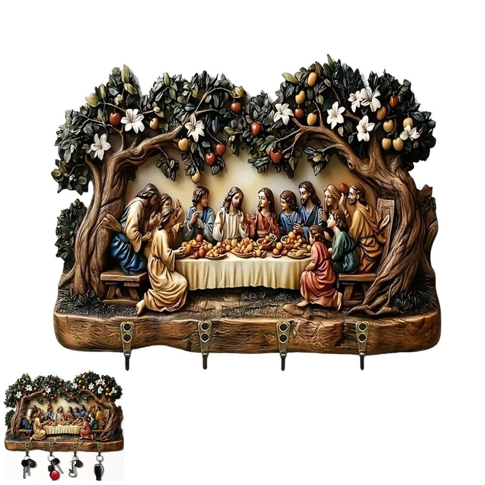 Virgin Mary Praying Wall Art Keychain Holder, Wooden and Disciples Key ...