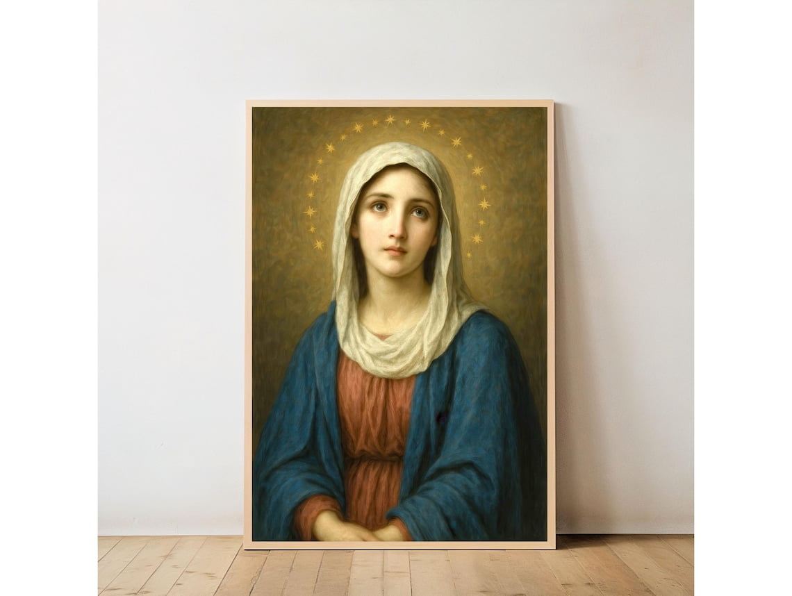 Virgin Mary Printable Portrait: Catholic Home Decor, Christian Wall Art ...