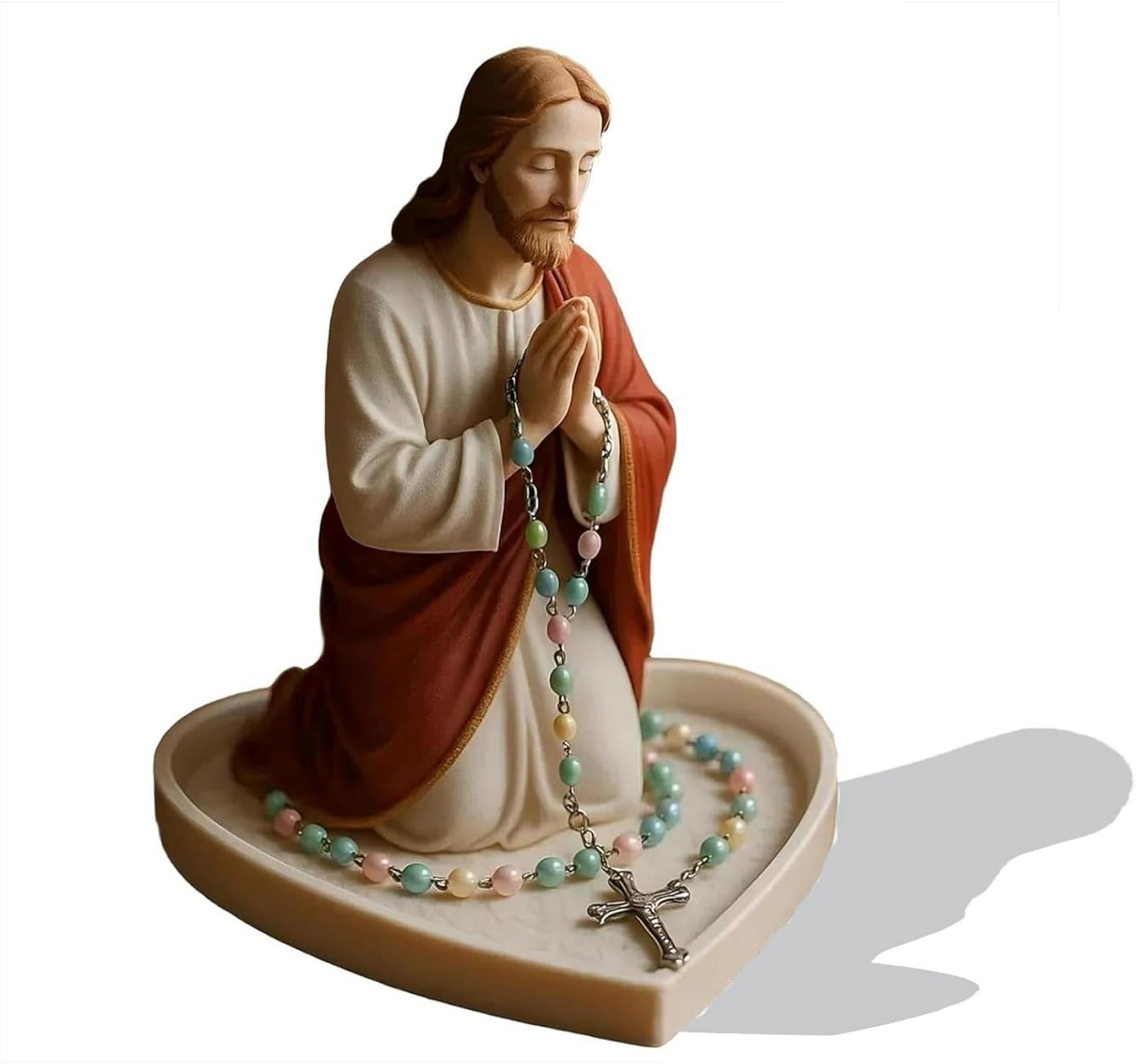 Virgin Mary Rosary Holder, Our Lady of Grace Statue Tabletop Rosary ...