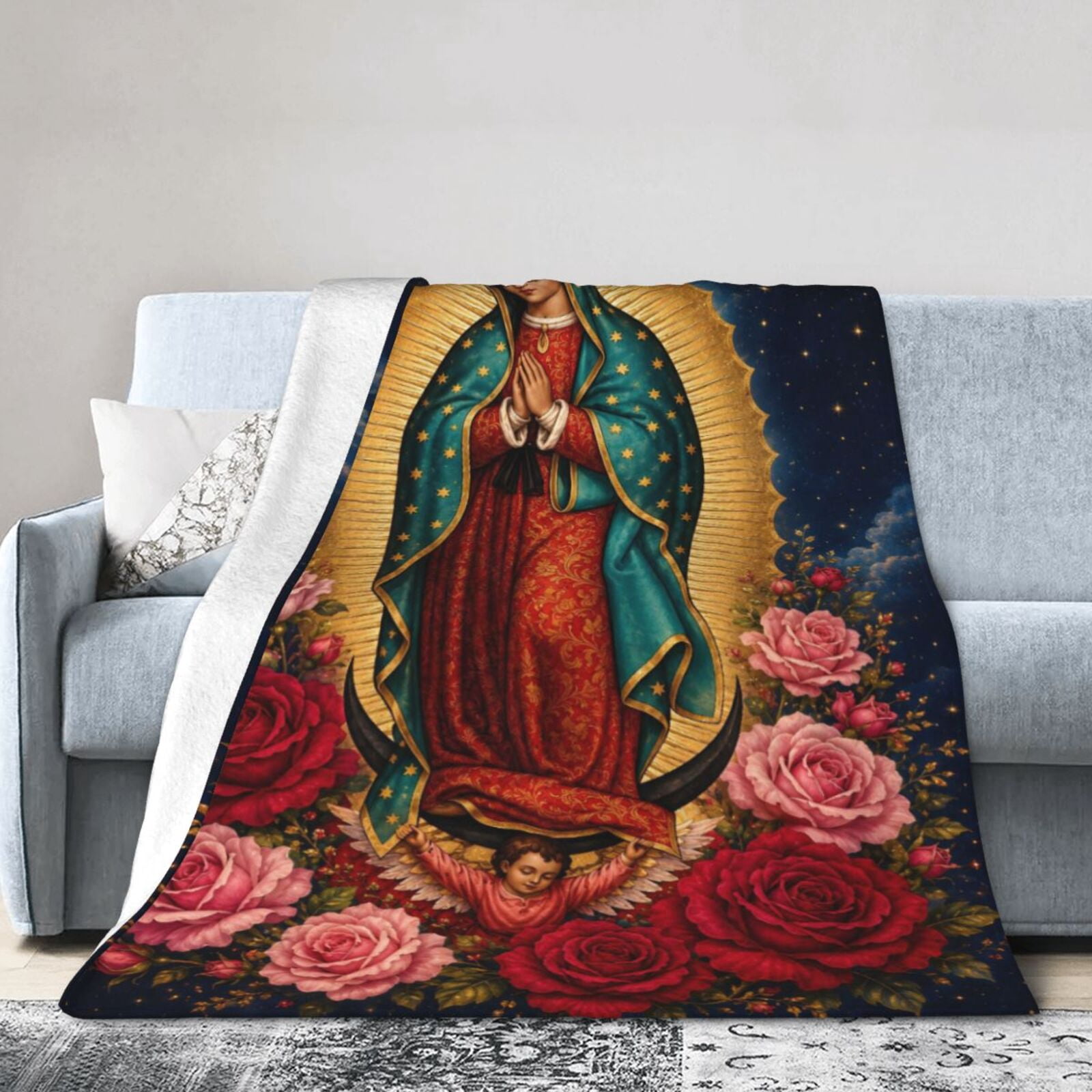 Virgin Mary Rose Blanket Gift Throw Blanket Religious Faith Gift for ...