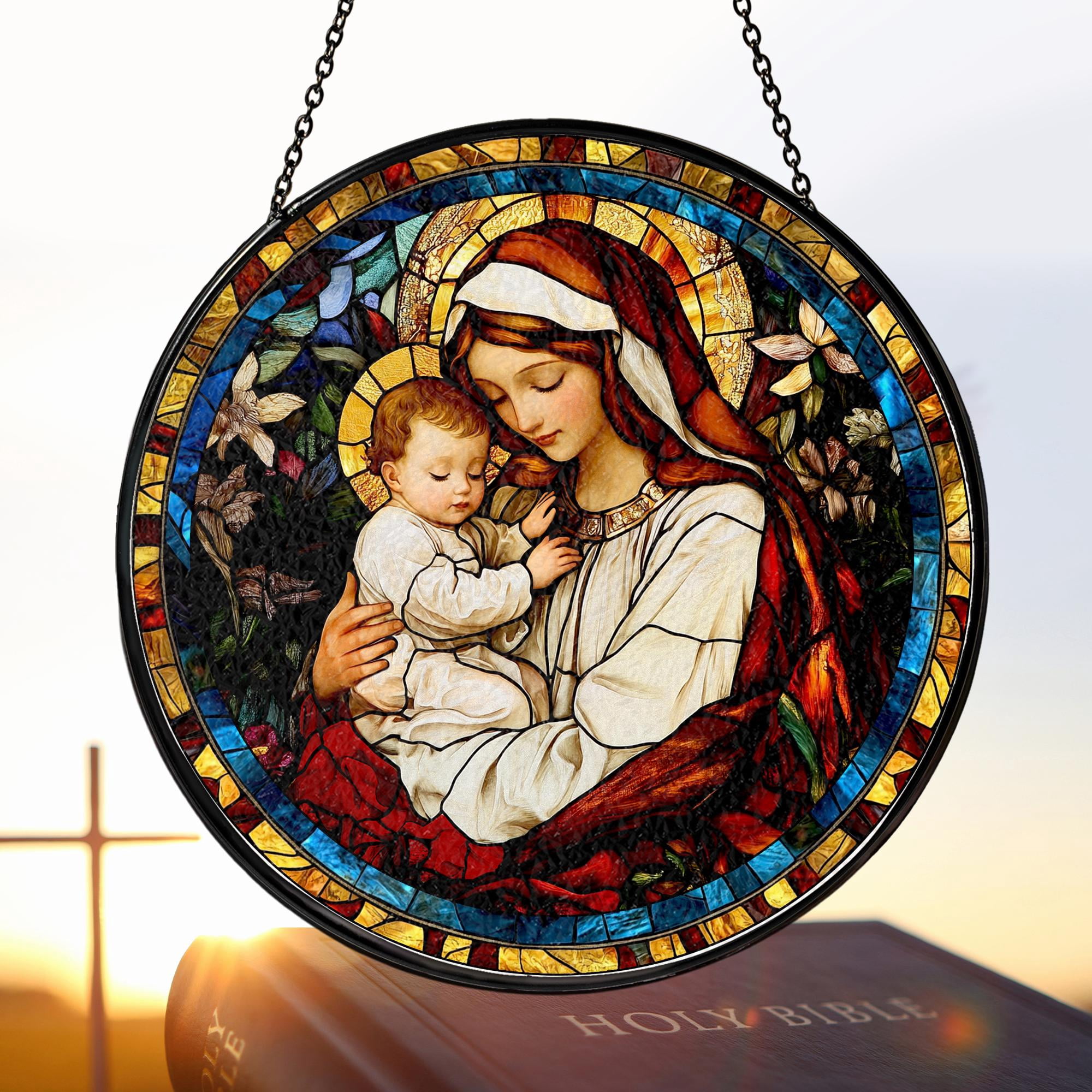 Virgin Mary Stained Glass Style Wall and Window Decoration, Virgin Mary ...