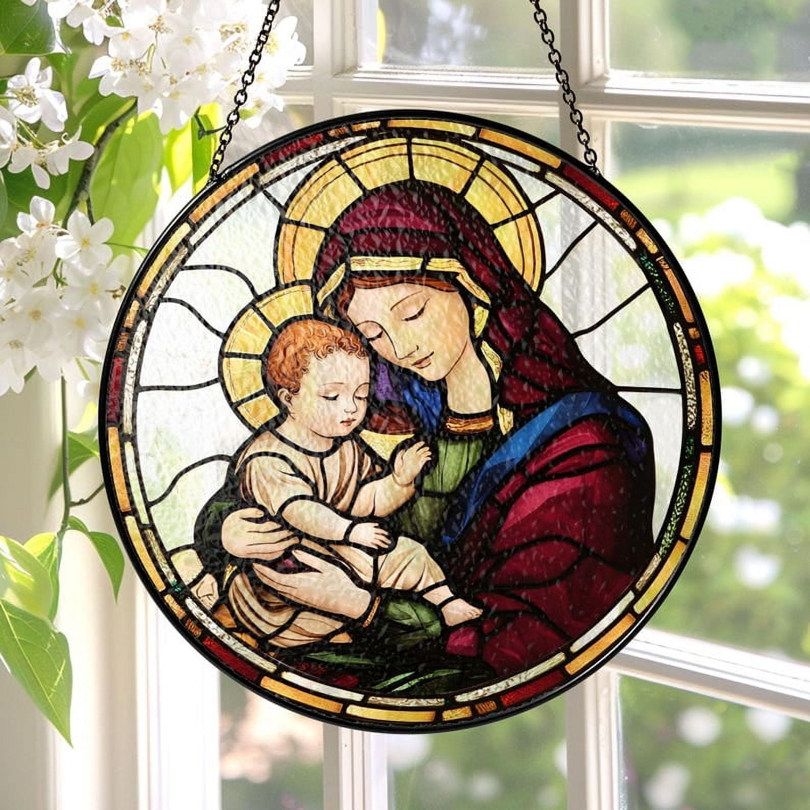 Virgin Mary Stained Glass Suncatcher, Christian Windows Hanging ...