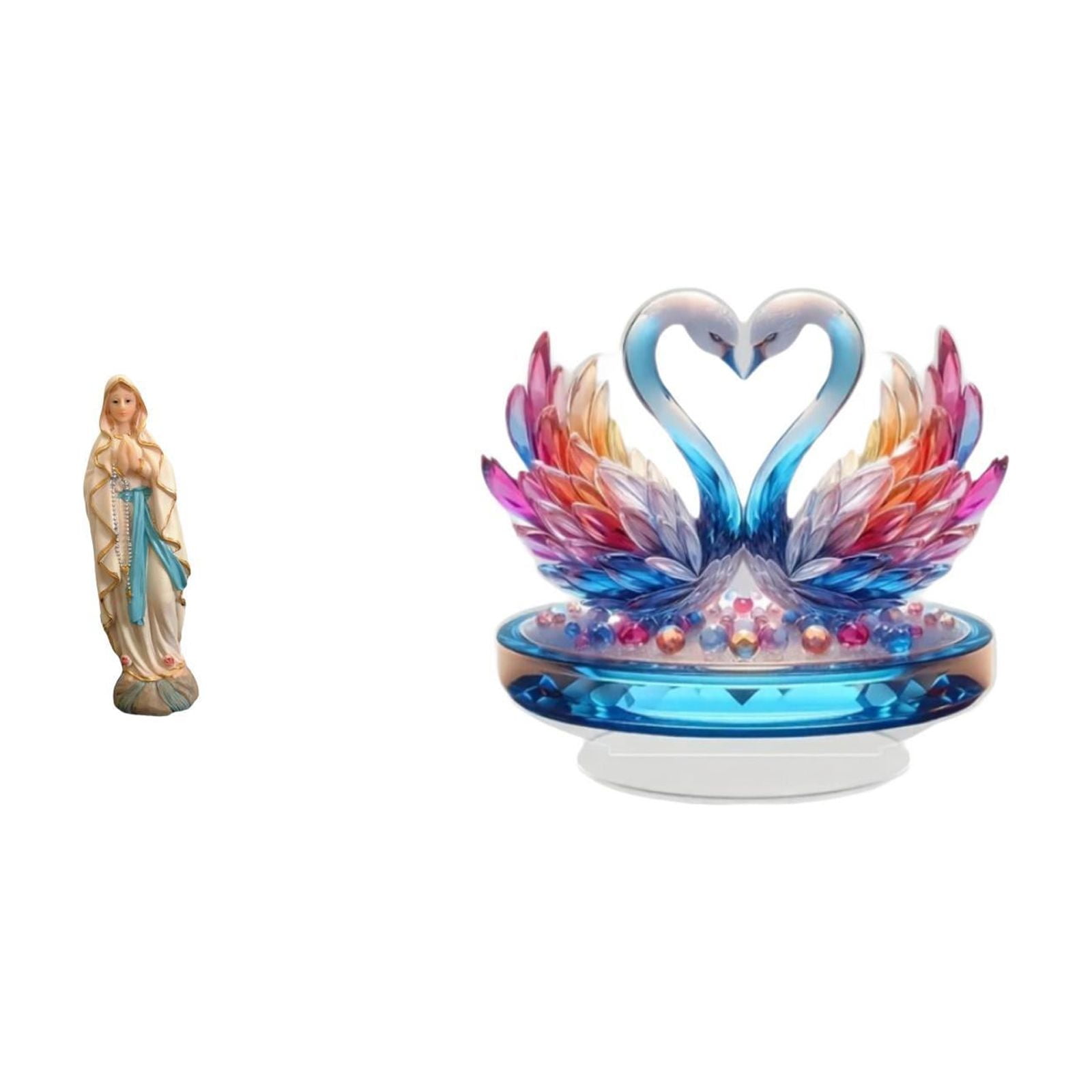 Virgin Mary Swan Figurine Resin Statue Collectible Tabletop Centerpiece ...