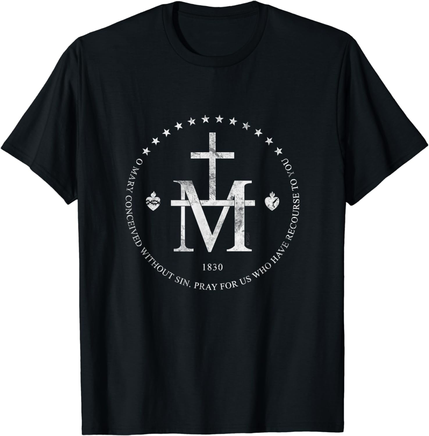 Virgin Mary of Miraculous Medal | Our Lady | Marian Cross T-Shirt ...