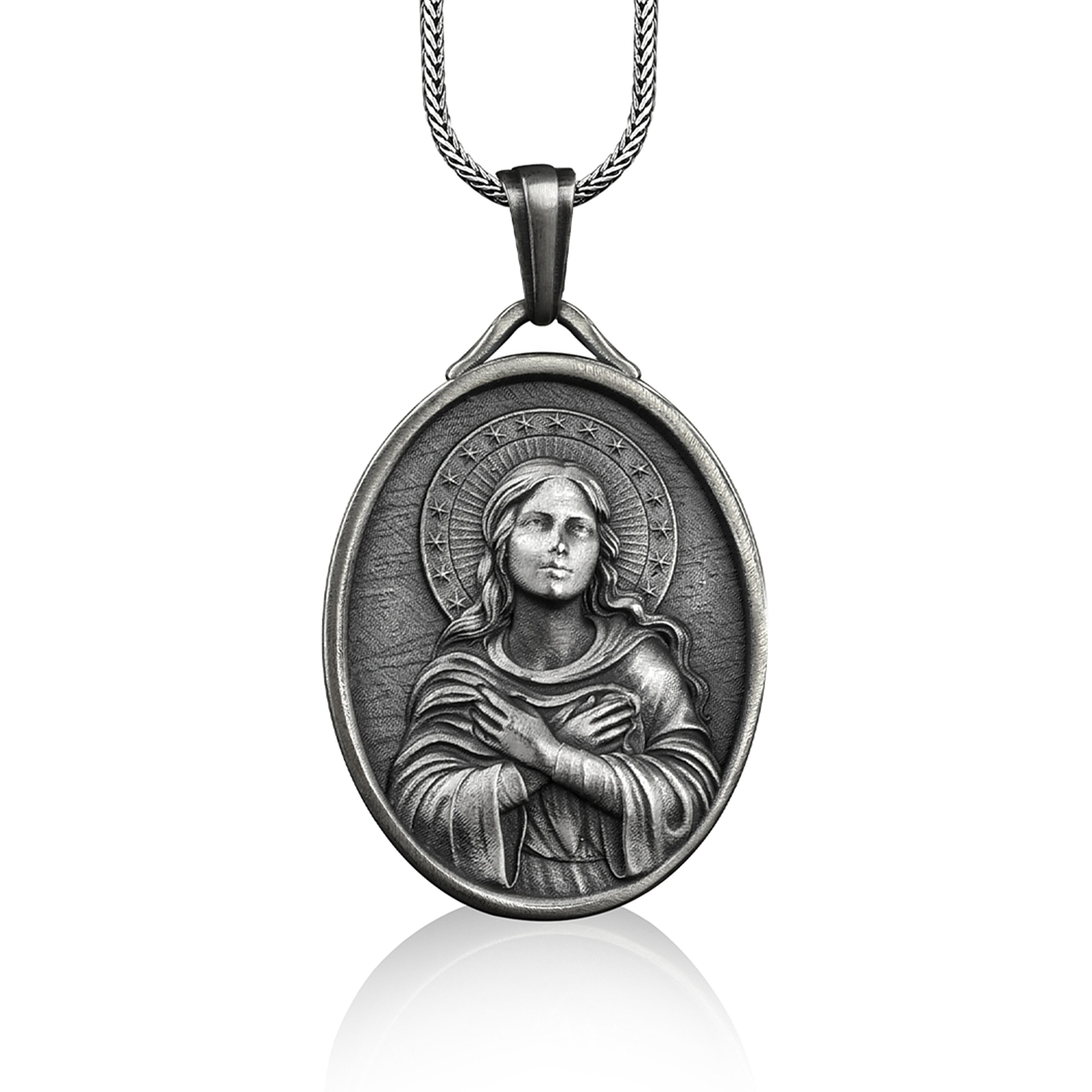 Virgin mary pendant necklace with custom name option, Personalized ...