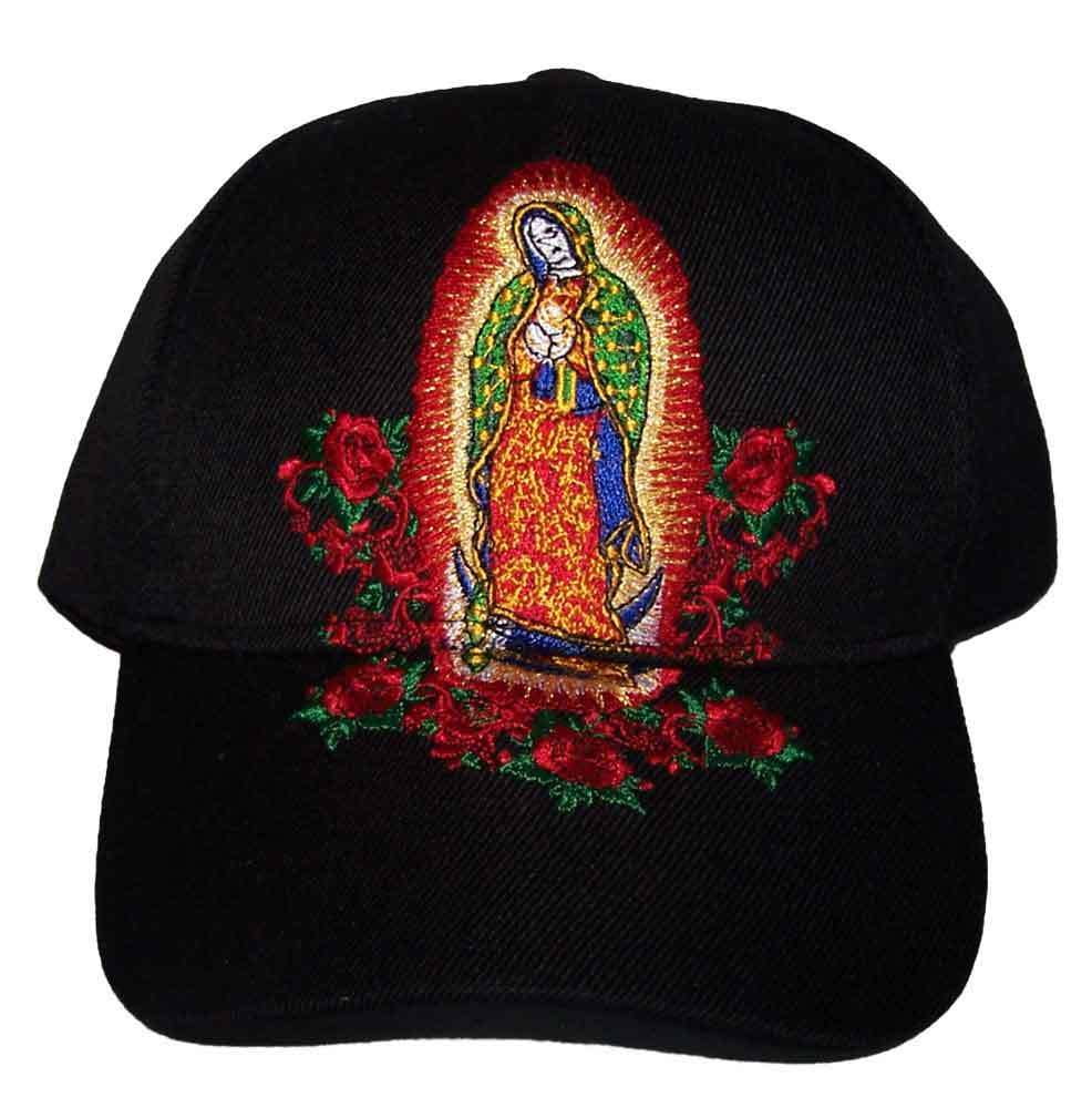 Virgin of Guadalupe Embroidered Catholic Mexican Baseball Cap Black ...