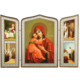 Virgin of Vladimir With Feast Day Icons Icon Triptych 6 3/4"x 10" - Walmart.com