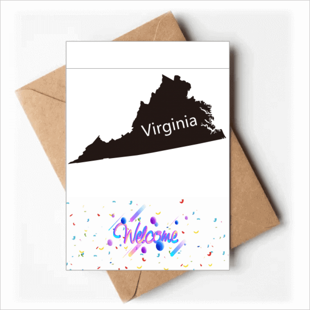 Virginia America USA Map Outline Welcome Back Greeting Cards Envelopes ...