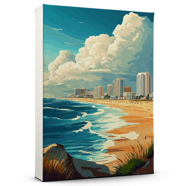 Virginia Beach Vintage Travel Canvass, Virginia Canvas Wall Art ...