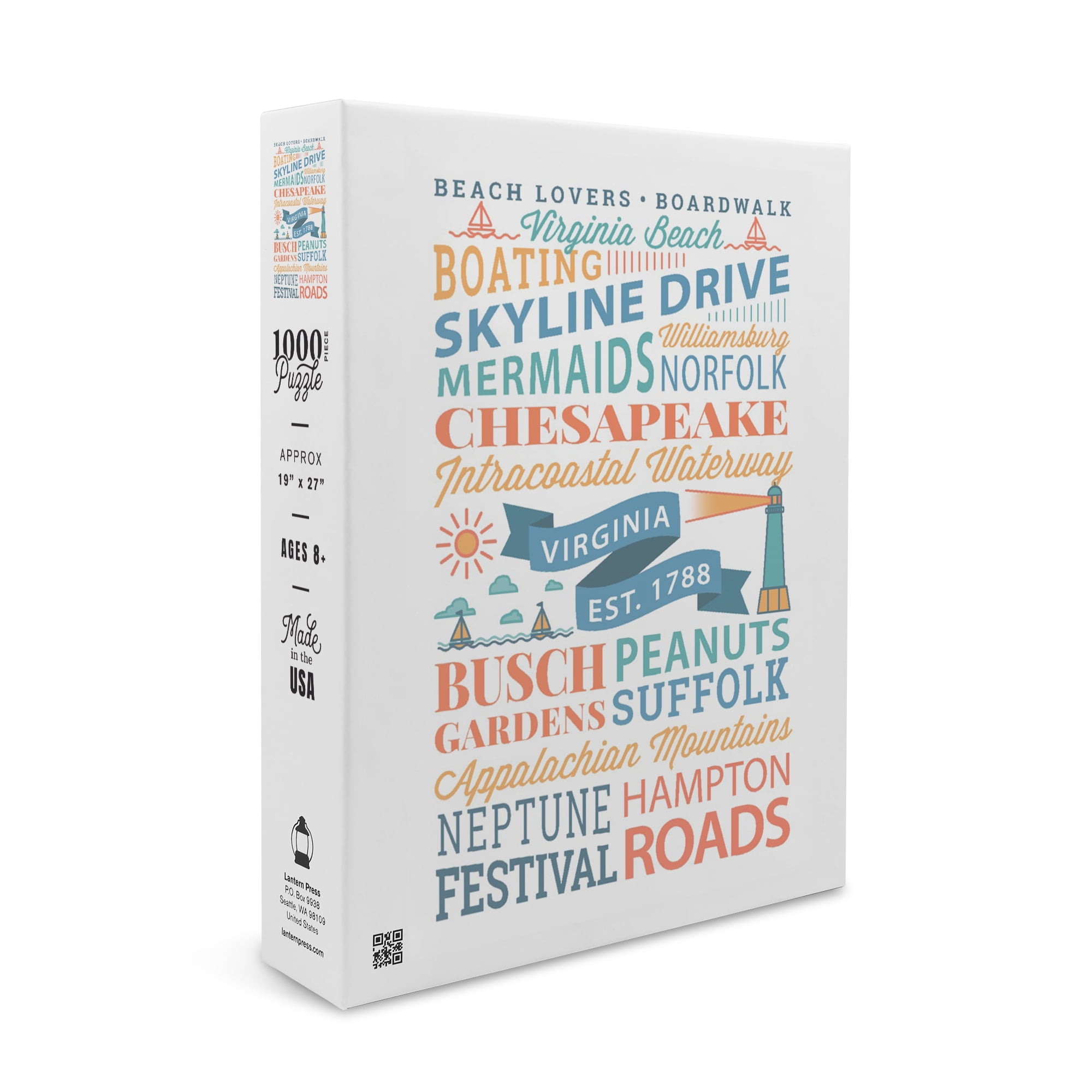 Virginia Beach, Virginia, Typography Stacked (1000 Piece Puzzle, Size ...