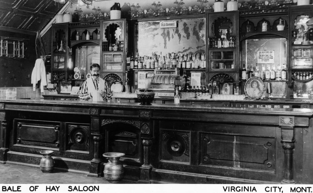 Virginia City, Montana, Interior View of Bale of Hay Saloon, Vintage ...
