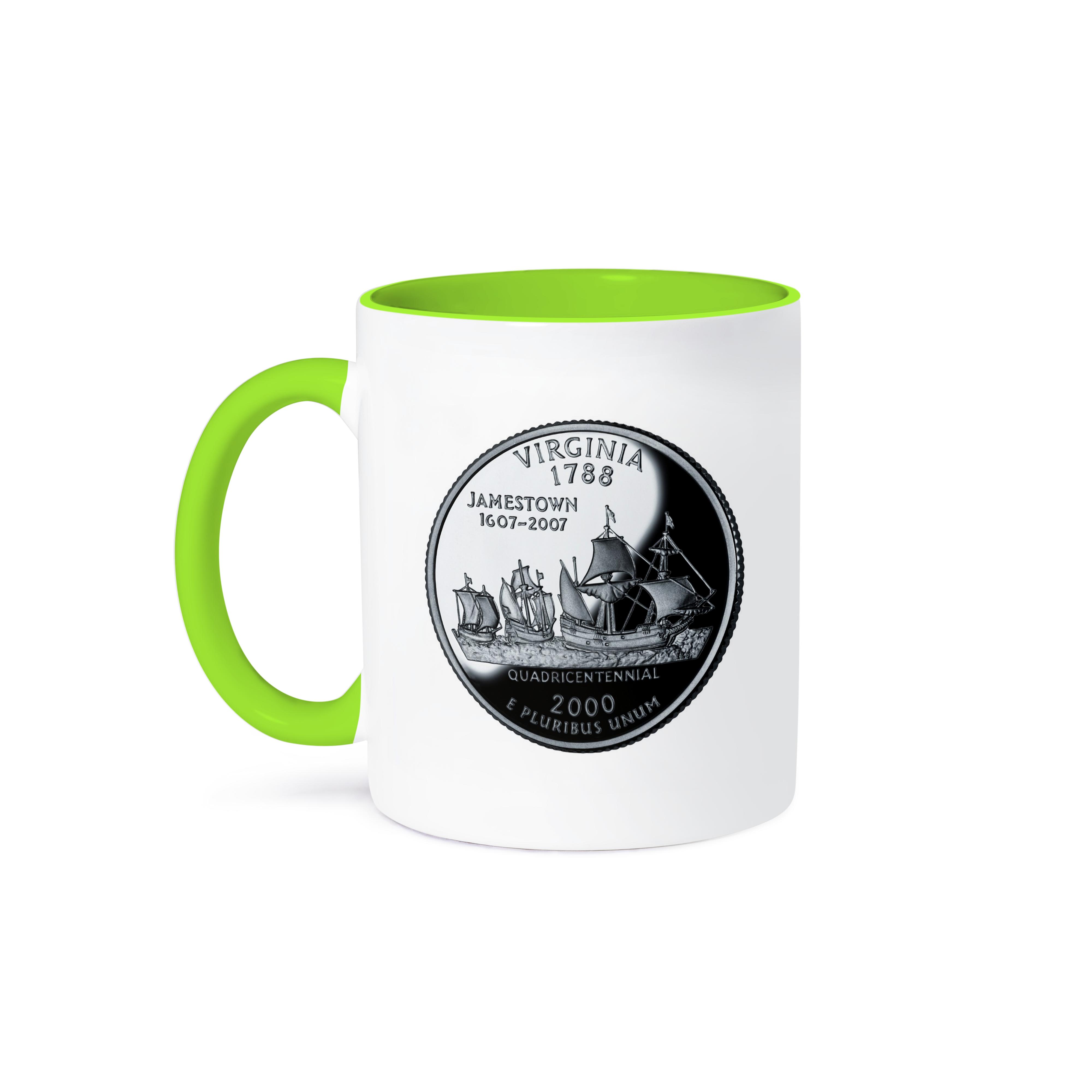 Virginia Collectible Quarter, 15oz Two-Tone Green Mug - Walmart.com