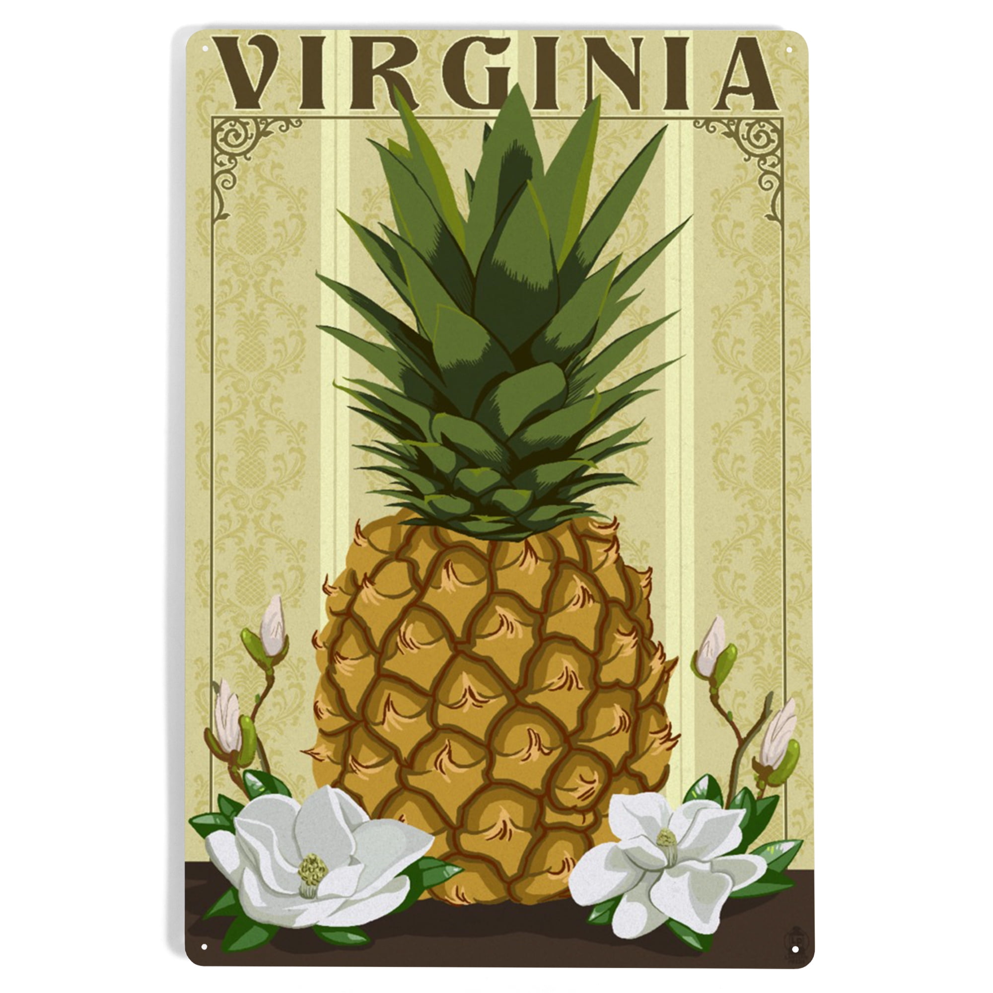 Virginia, Colonial Pineapple (12x18 Aluminum Art, Indoor Outdoor Metal ...