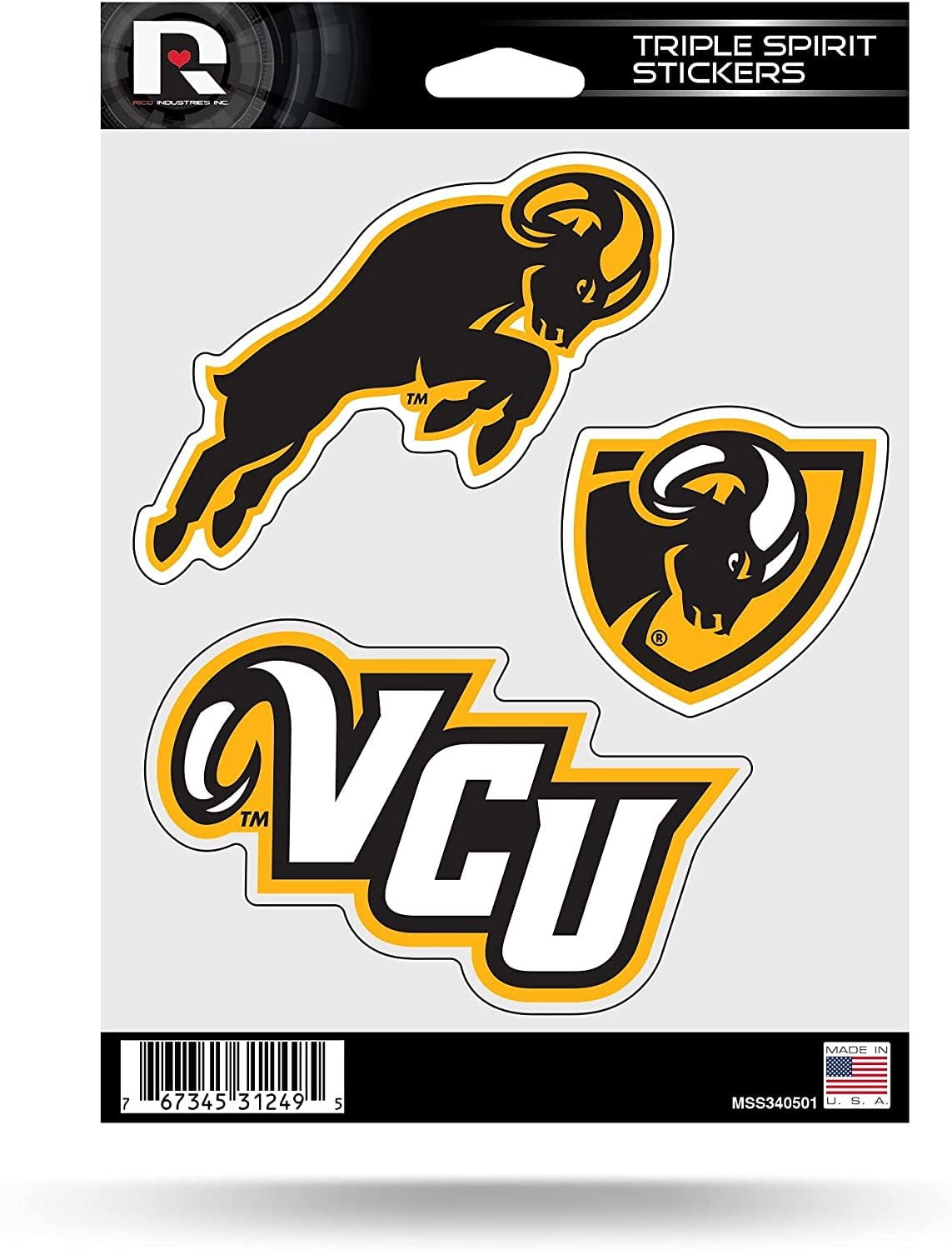Virginia Commonwealth University Rams VCU 3 Piece Decal Sheet Triple ...
