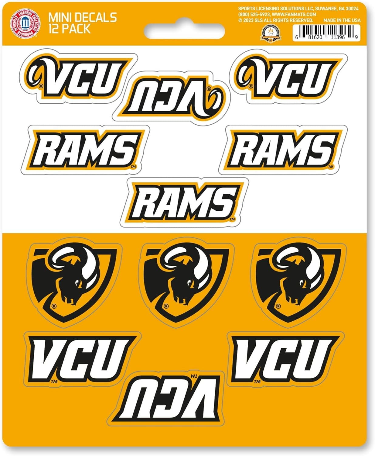 Virginia Commonwealth University VCU Rams 12-Piece Mini Decal Sticker ...