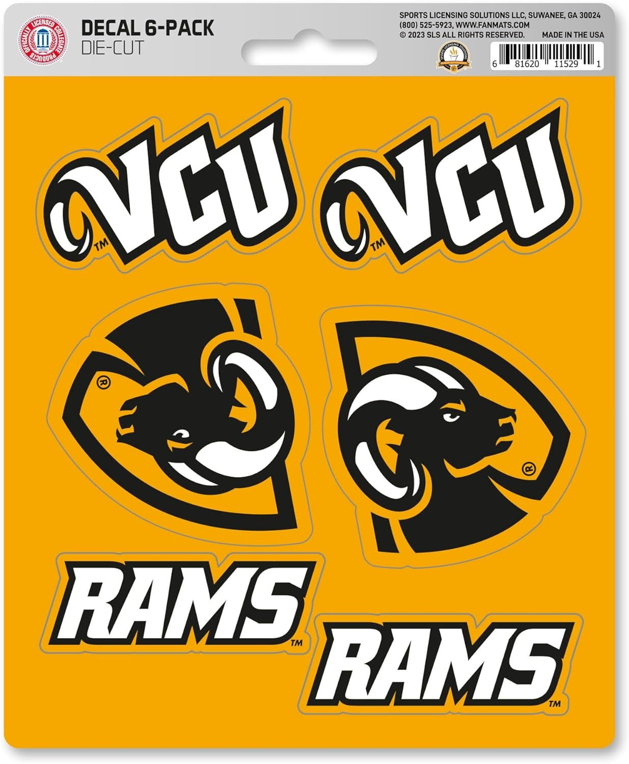 Virginia Commonwealth University VCU Rams 6-Piece Decal Sticker Set ...