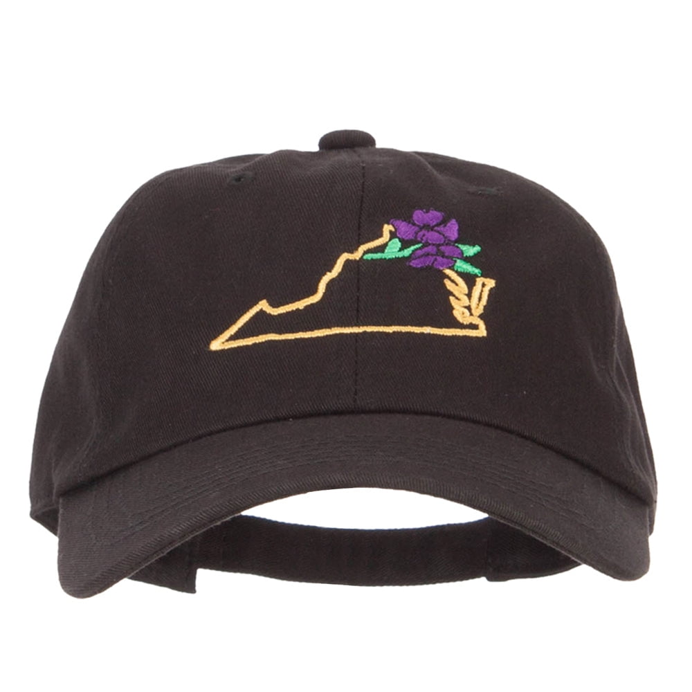 Virginia Dogwood with Map Embroidered Unstructured Washed Cap - Black ...